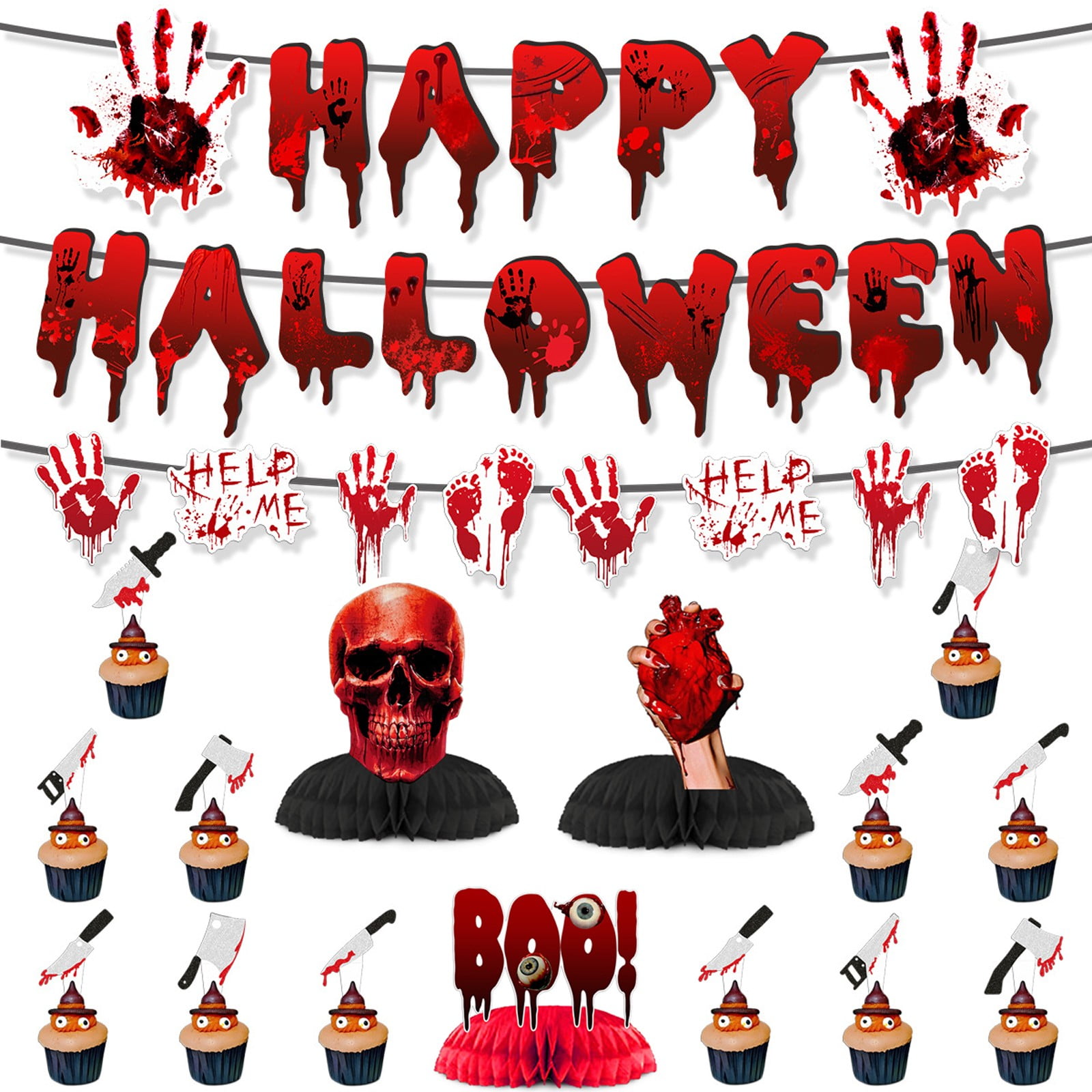 Halloween Bloody Handprint Banner - Spooky Party Decorations for ...