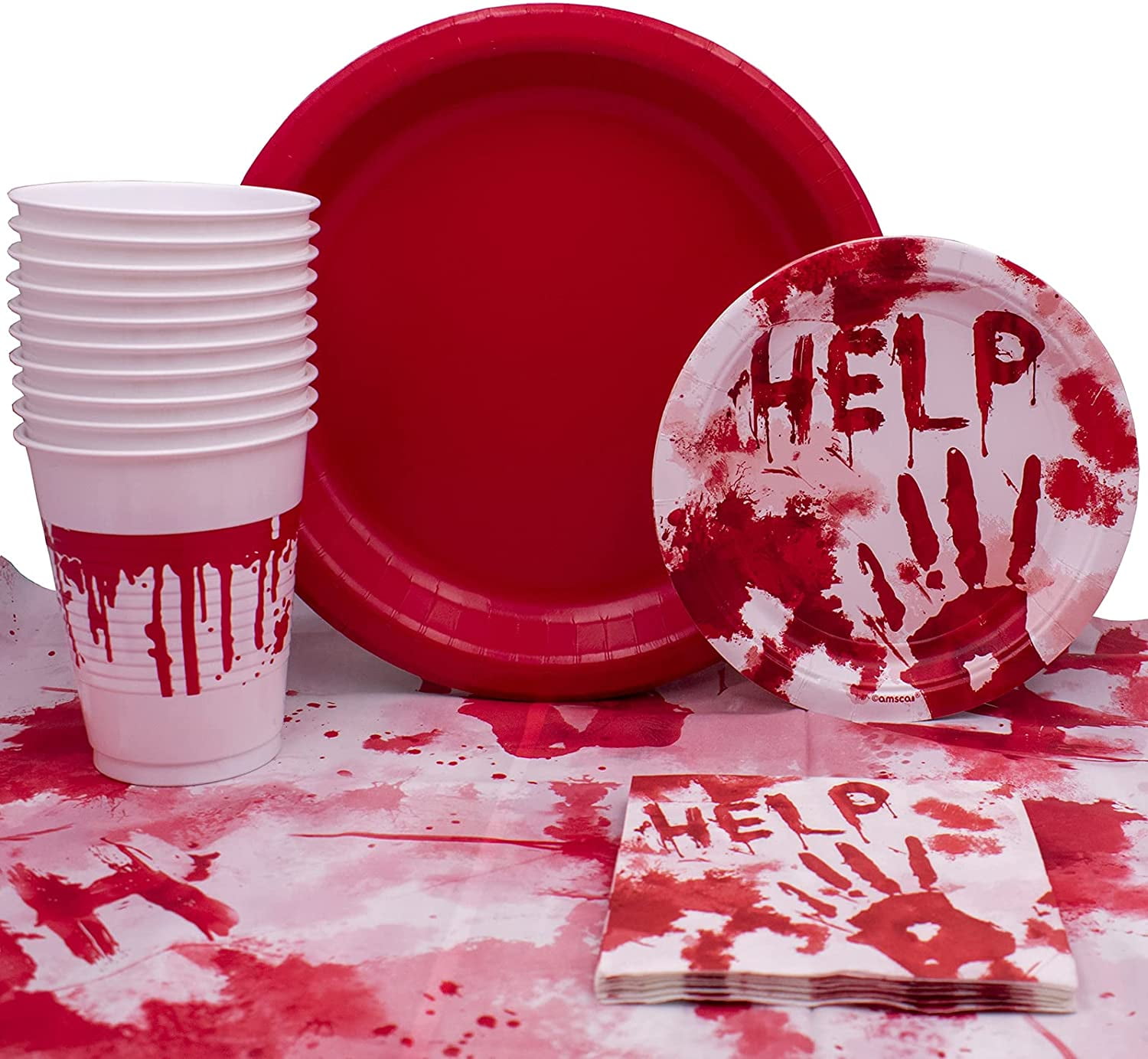 Halloween Bloody Hands Tableware Pack! Disposable Paper Plates, Napkins ...