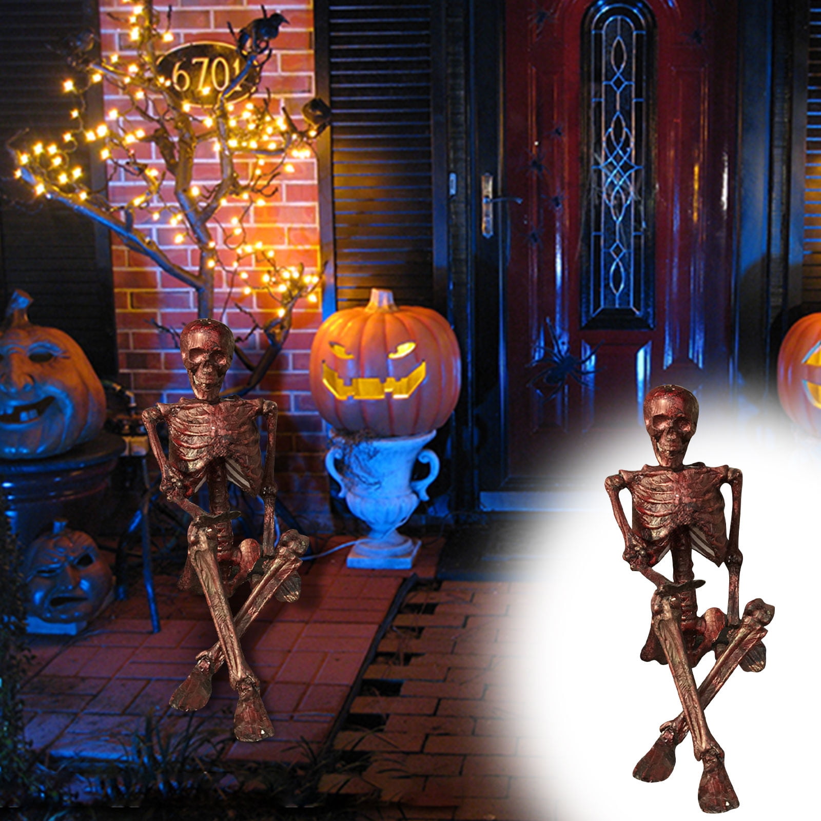 Halloween Bloody Skeleton Life Size Posable Joints Skeletons Life Size ...