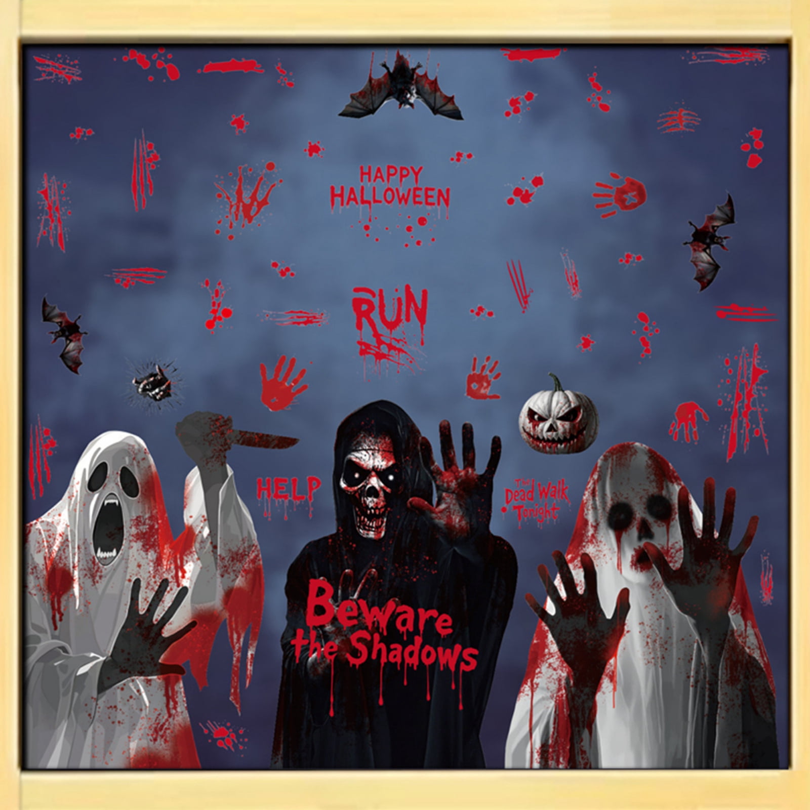Halloween Bloody Window Clings Posters Bloody Handprint Sticker Party ...