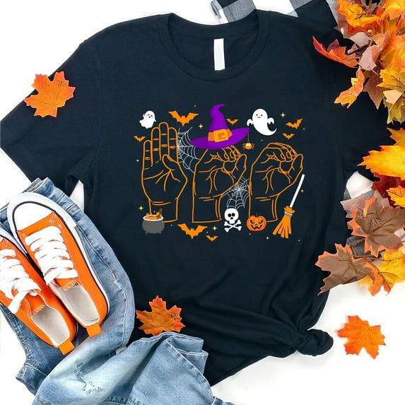 Halloween Boo ASL Shirt, Hand Sign Language Shirt, Deaf Pride Shirt ...