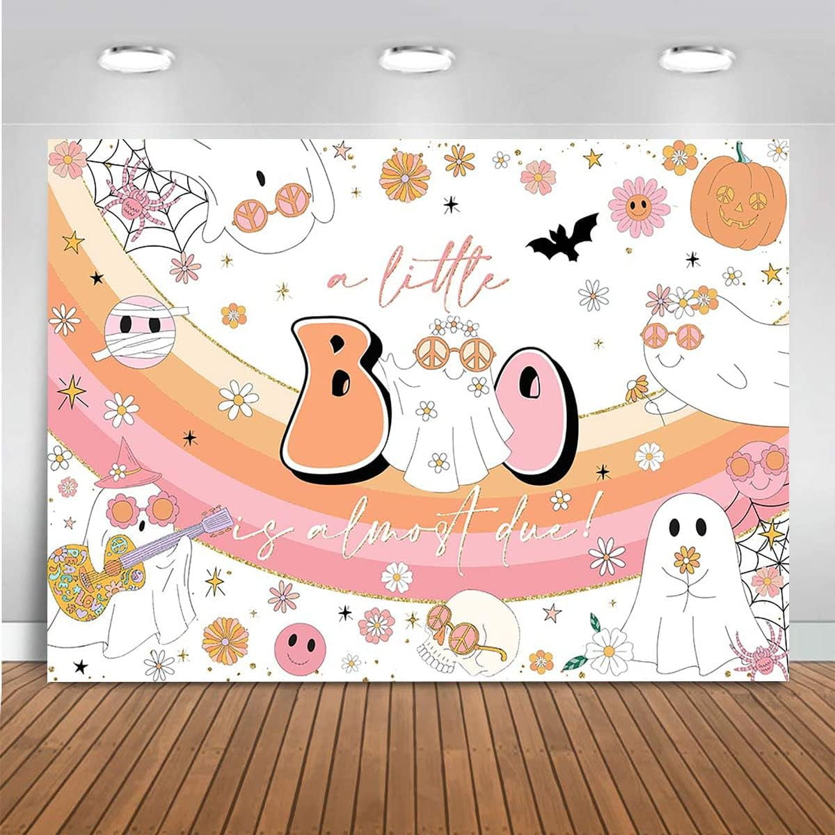 Halloween Boo Baby Shower Backdrop Pink Spooky Ghost Daisy Hippie ...
