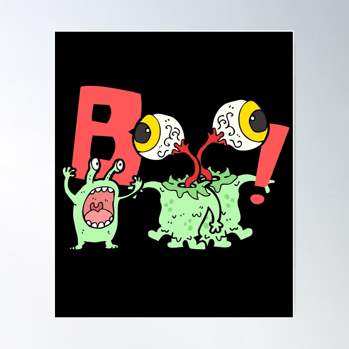 Halloween Boo Eyeballs Aliens Poster Wall Art, Modern Wall Decor For ...