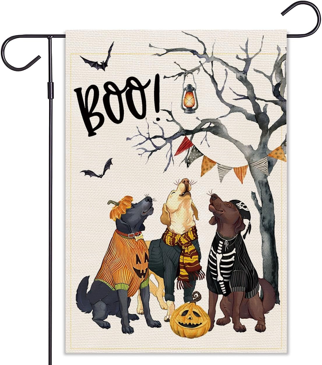 Halloween Boo Garden Flag Dogs Spooky Double Witch Hat Sided for ...