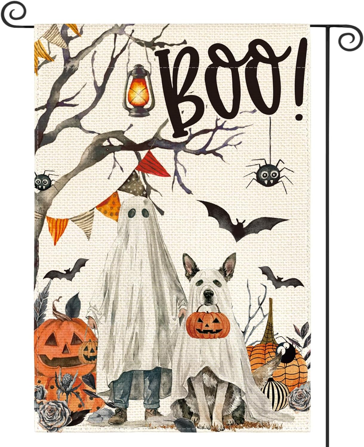 Halloween Boo Garden Flag Ghost Dog Spooky 28 X 40 inch Double Sided ...