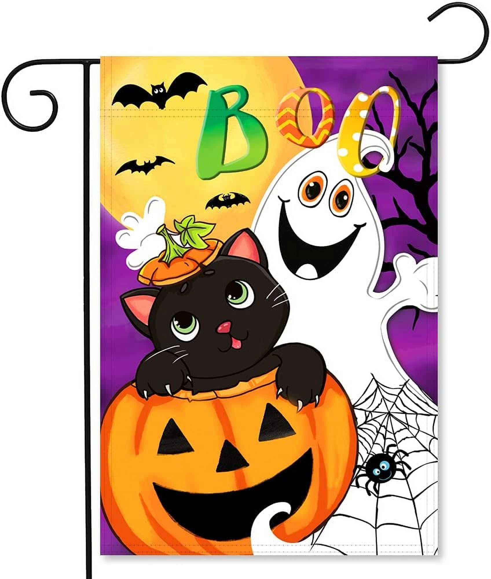 Halloween Boo Garden Flag Vertical Double Sided Ghost Home Decoration ...