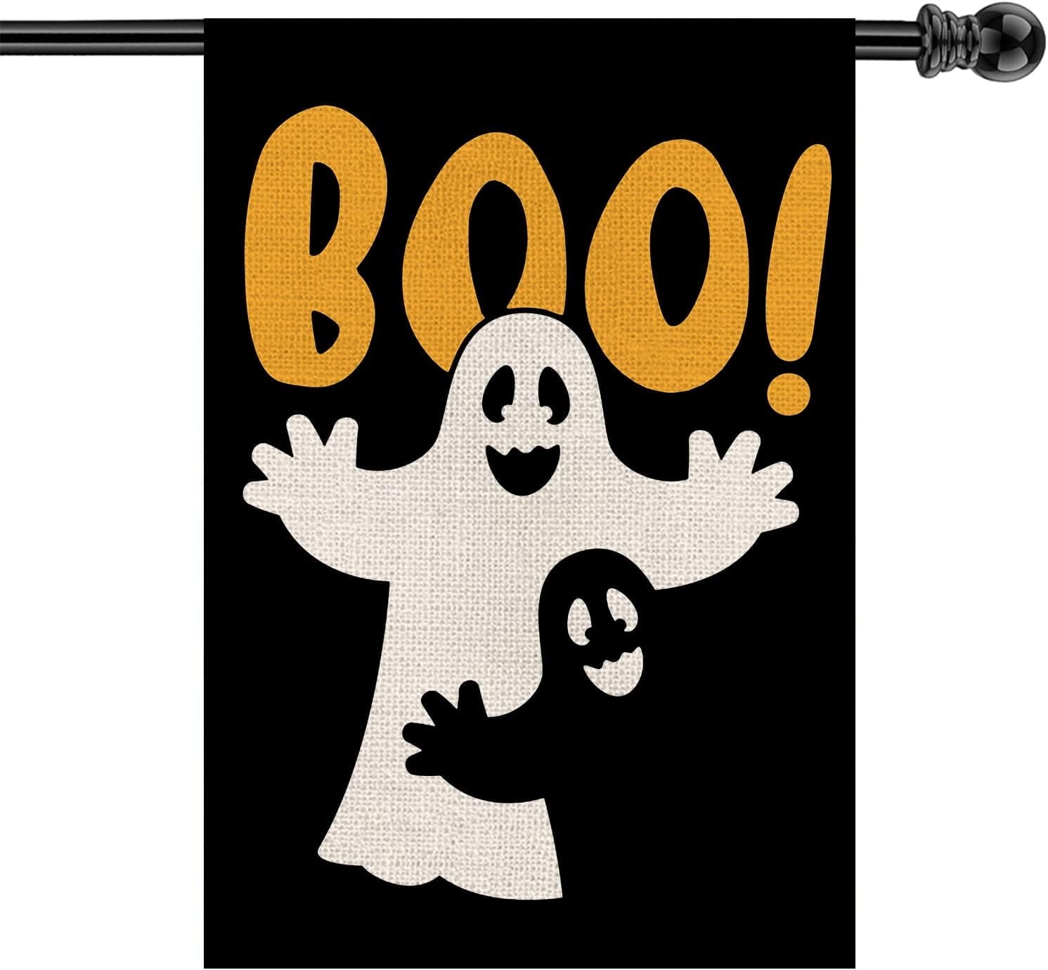 Halloween Boo House Flag Black White Spooky Ghost Welcome Flags Double ...