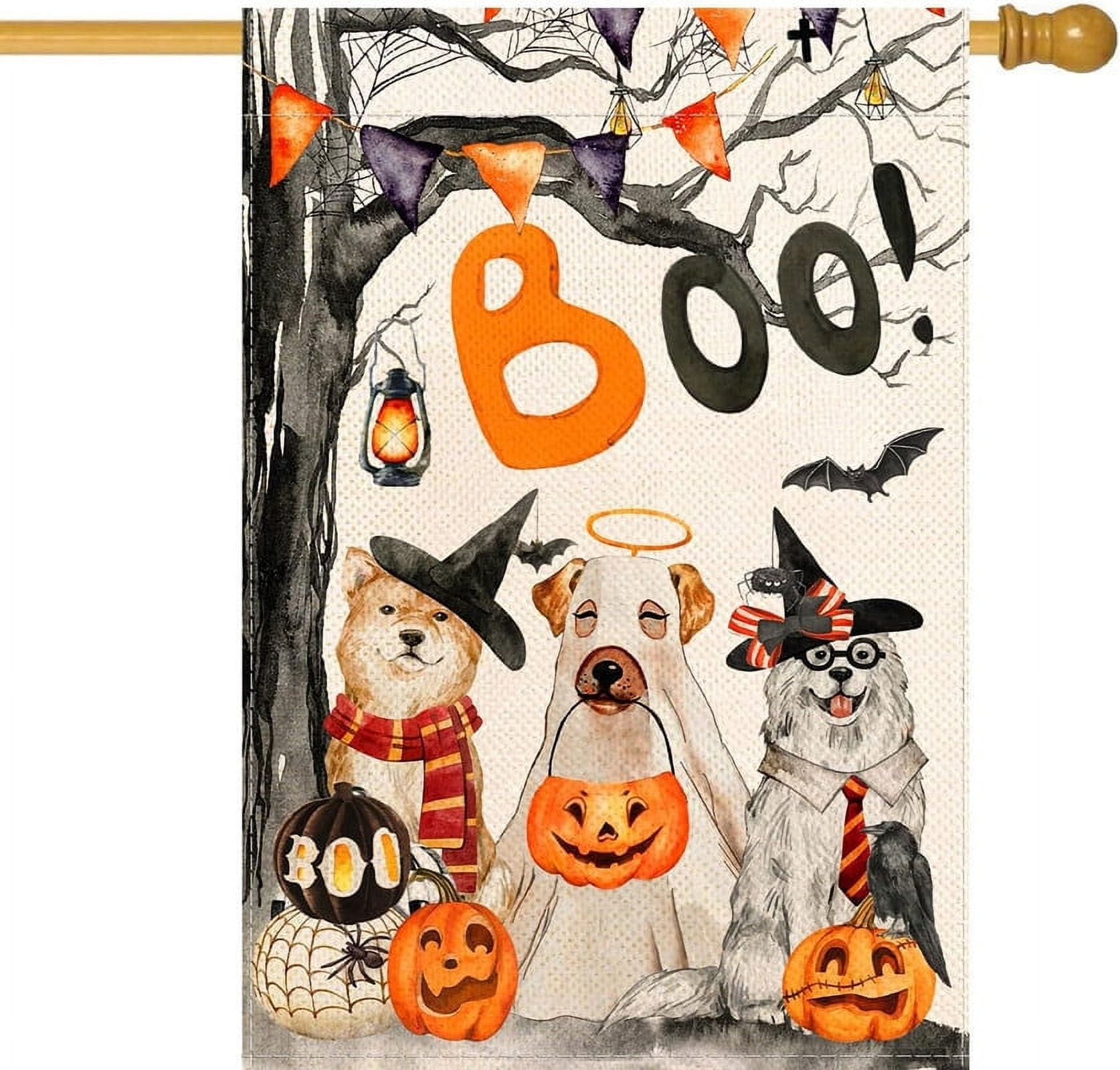 Halloween Boo House Flag Vertical Double Sided,Scary Pumpkin Ghost ...