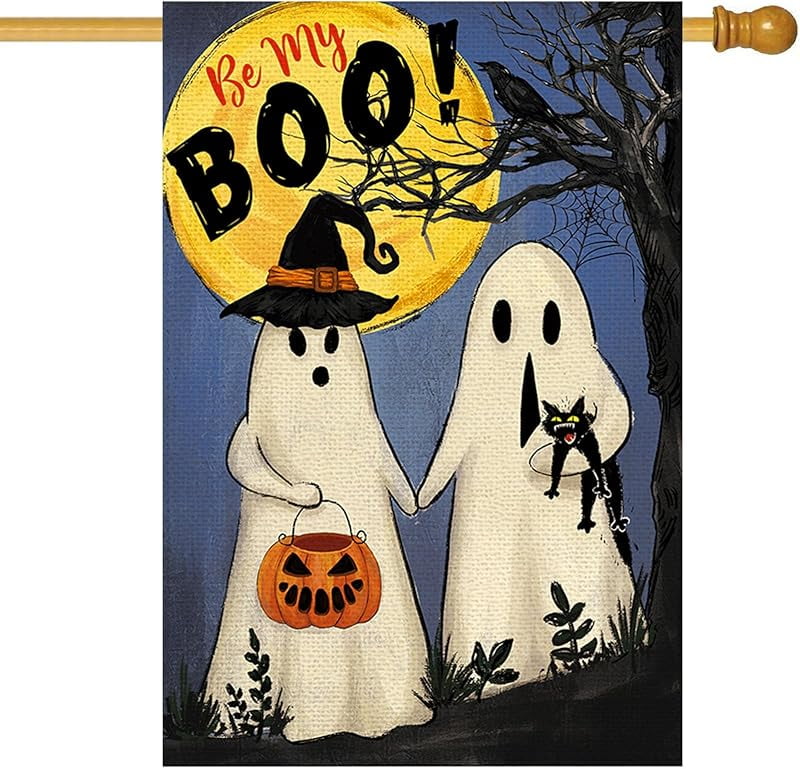 Halloween Boo House Flag Vertical Double Sided,Scary Pumpkin Ghost ...