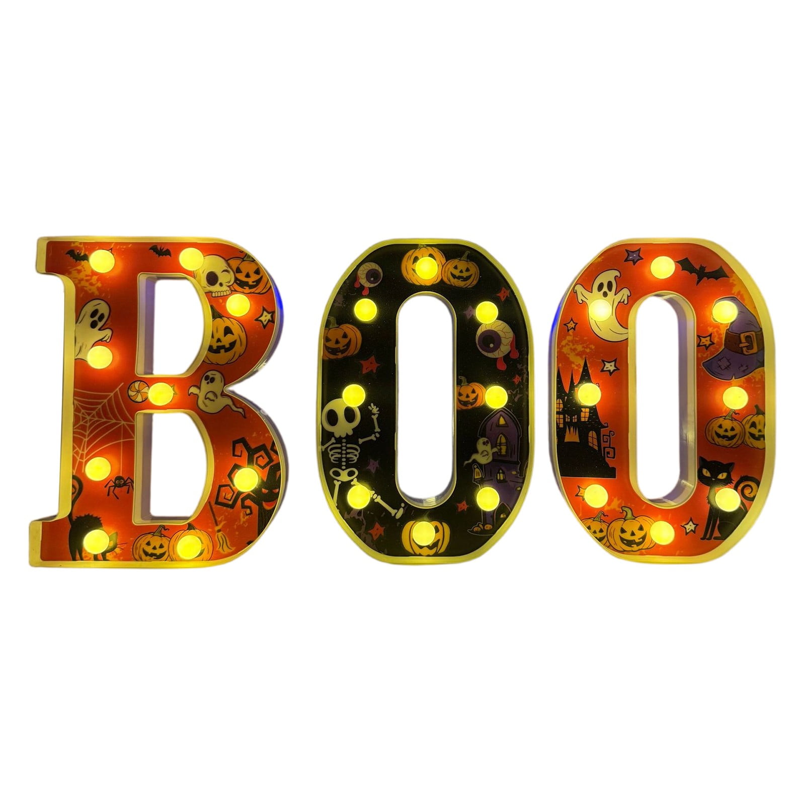 Halloween Boo Marquee Light Up Sign,Battery Operated Decorative ...
