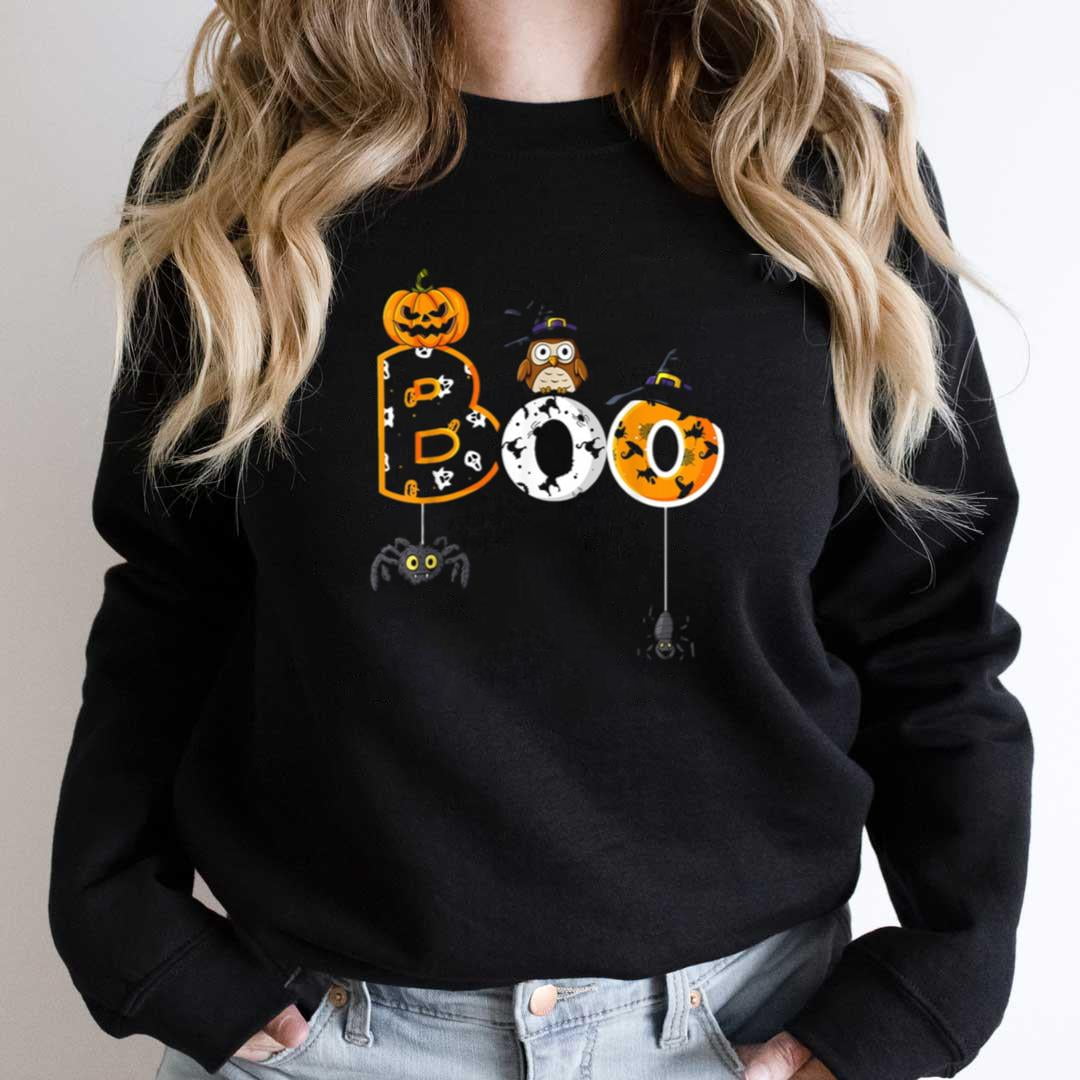 Halloween Boo Owl with Witch Hat Spiders, Funny Kids Graphic Tee - Best ...