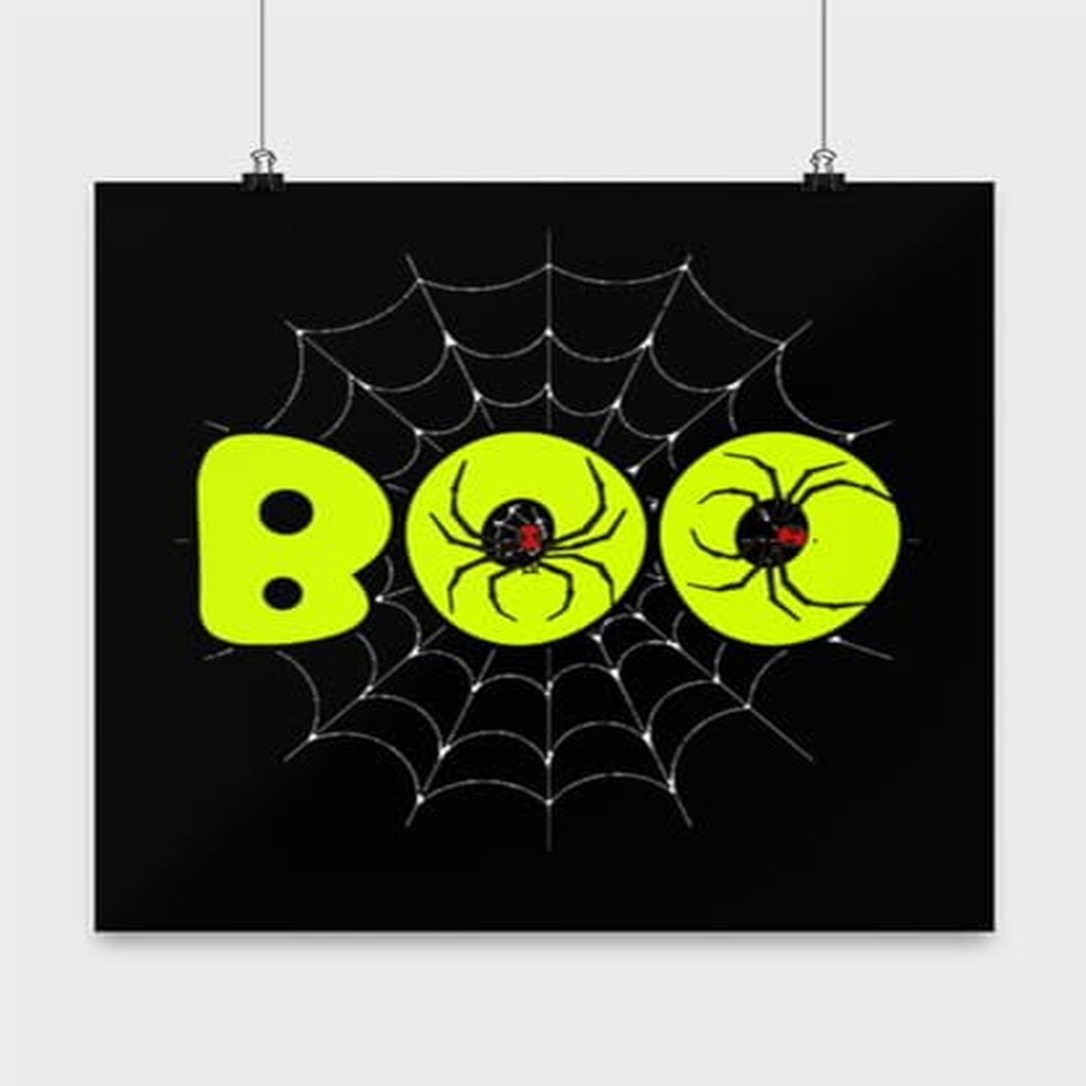 Halloween Boo Spider Poster ‚Äì Black 13x13in Wall Art for Spooky Decor ...