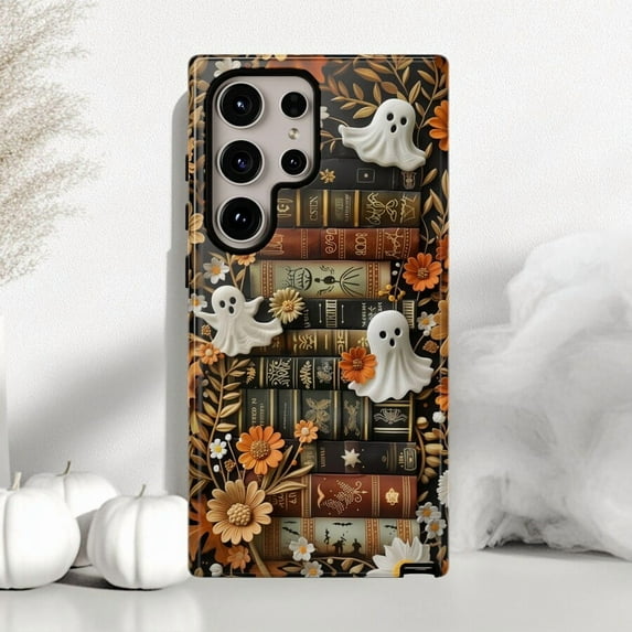 Halloween Book Vibes Fall Library Ghost Protective Phone Case 11 12 13 ...
