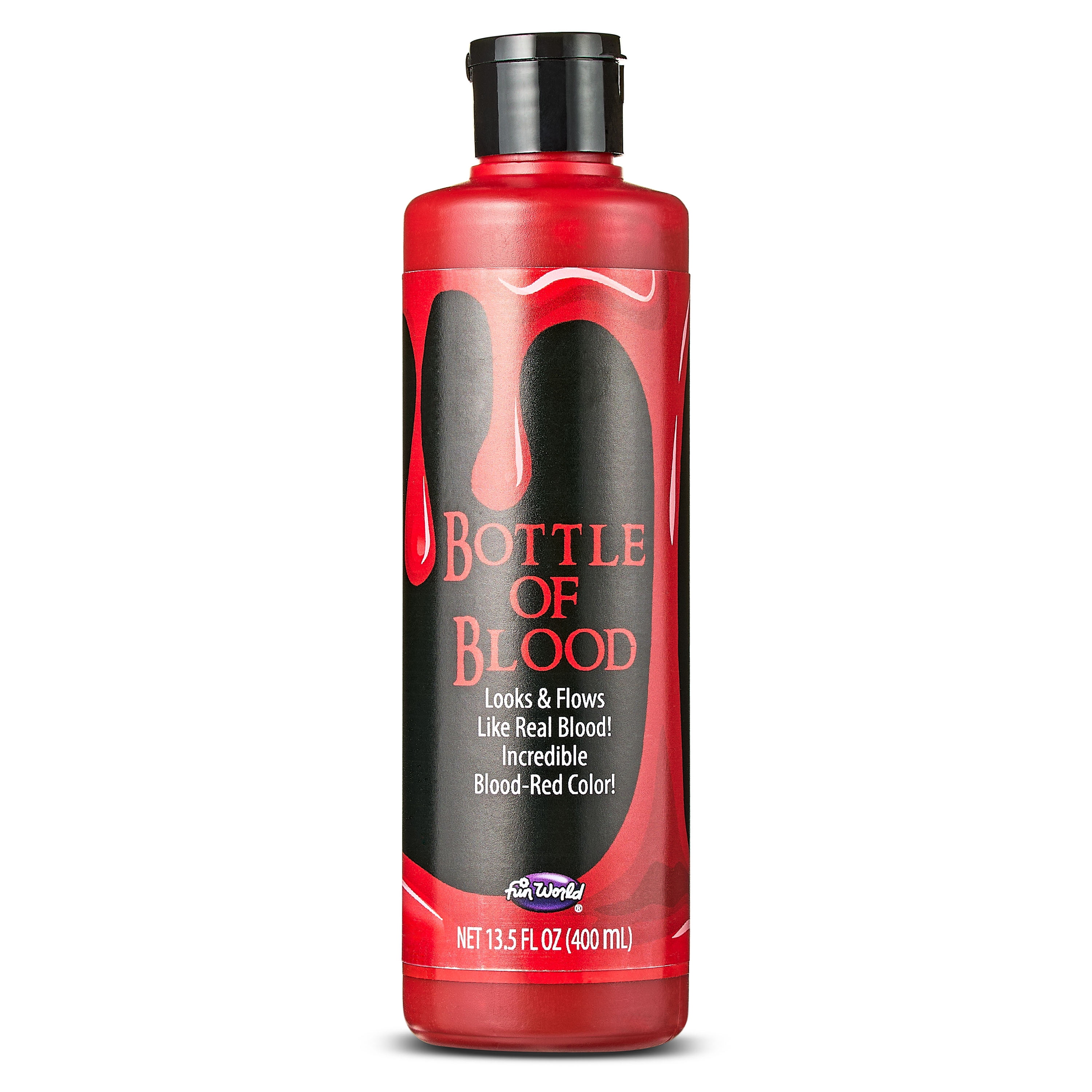 Fun World Halloween Prop Blood Bottle 13.5 fl oz for Vampire Zombie ...