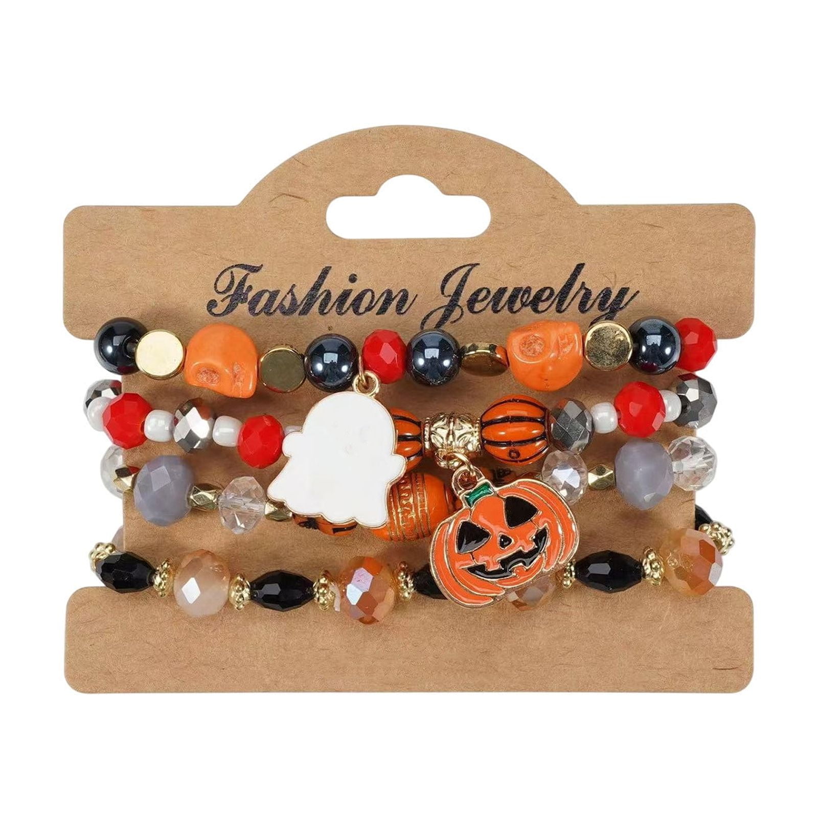 Halloween Bracelet Set - Gothic Stackable Beaded Bracelets with Spooky ...