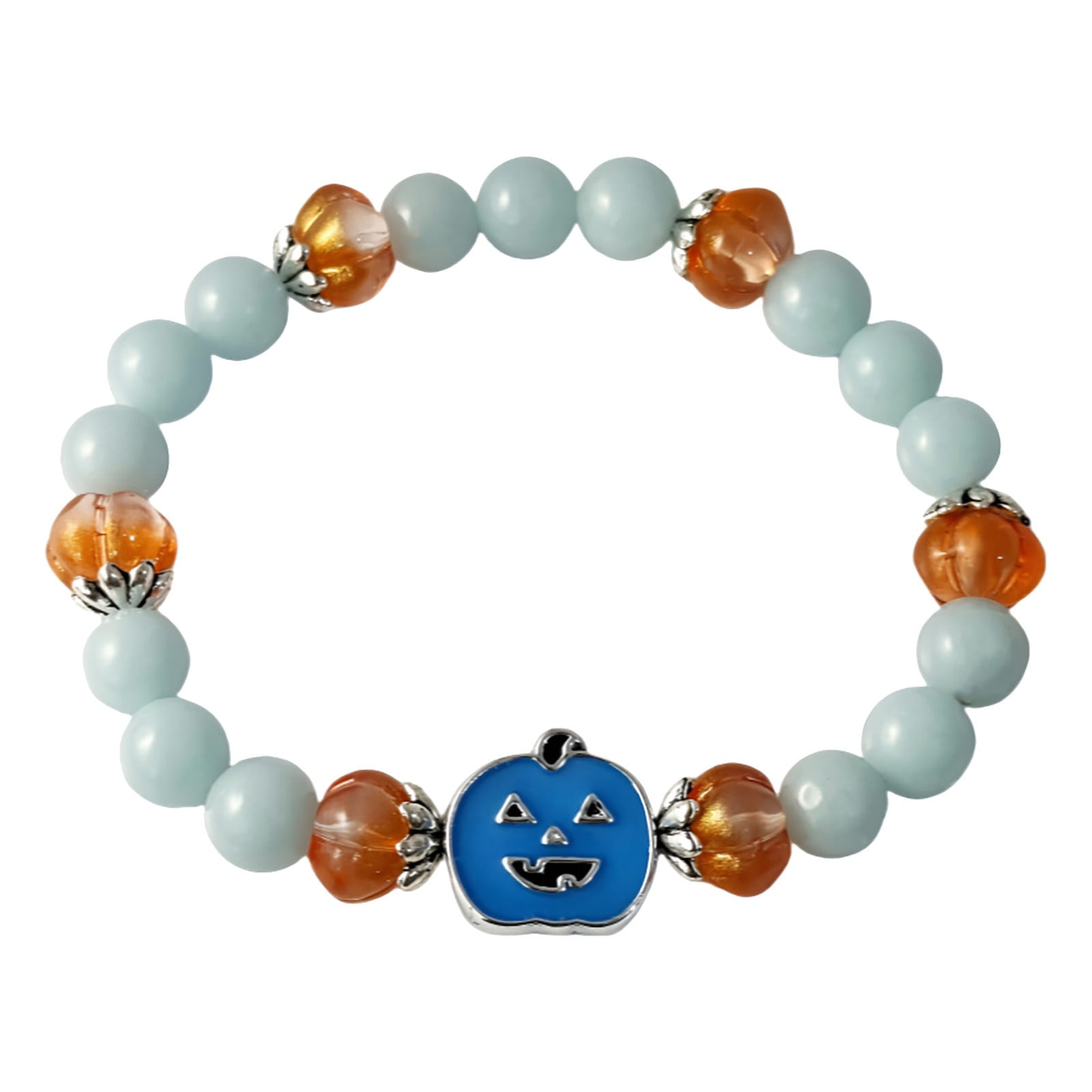 Halloween Bracelets Girls Boys,Pumpkin Luminous Beaded Bead Bracelet ...
