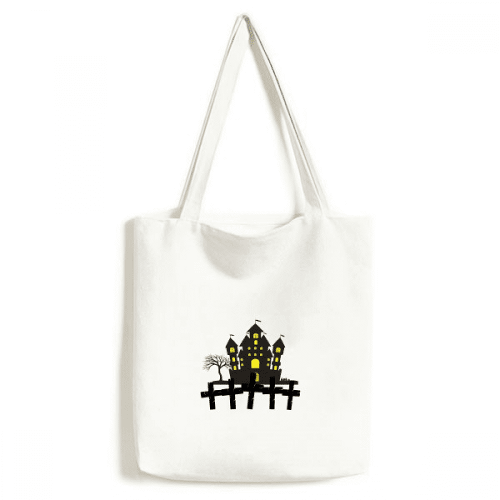 Halloween Brightly Lit Castle Tote Canvas Bag Shopping Satchel Casual ...