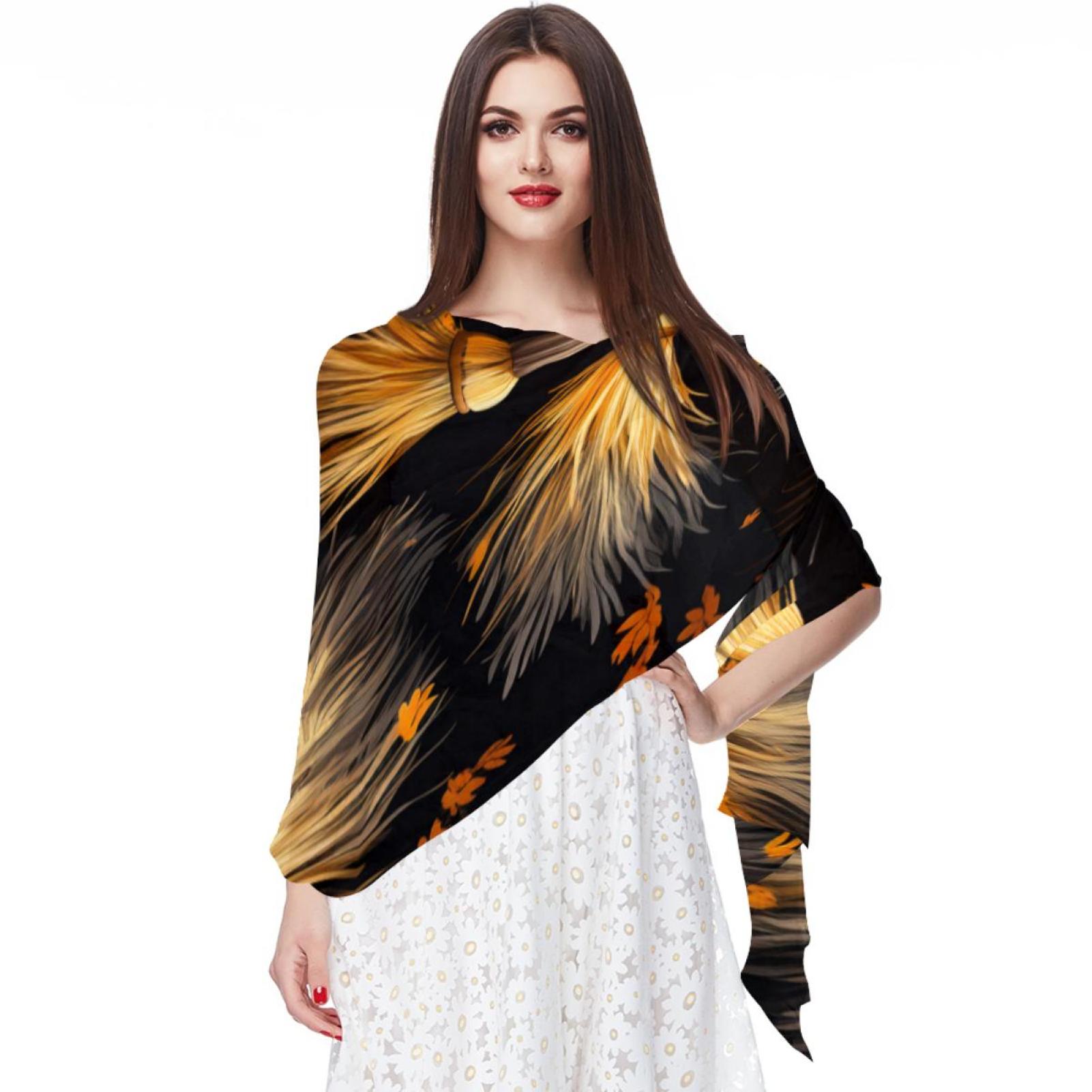 Halloween Broom Elegant Silk Scarf - Translucent Chiffon Yarn ...