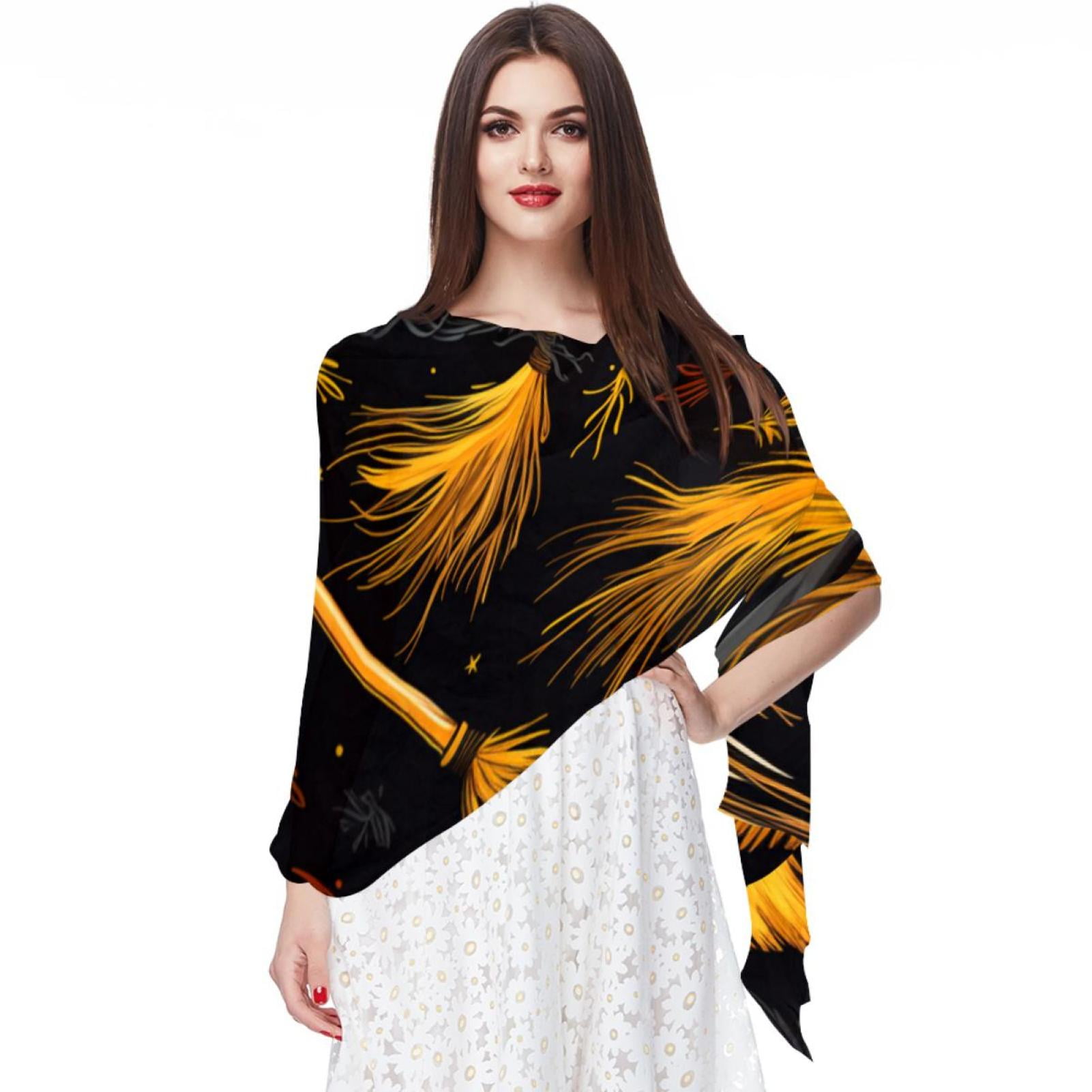 Halloween Broom Light and Breathable Chiffon Yarn Silk scarf for Women ...