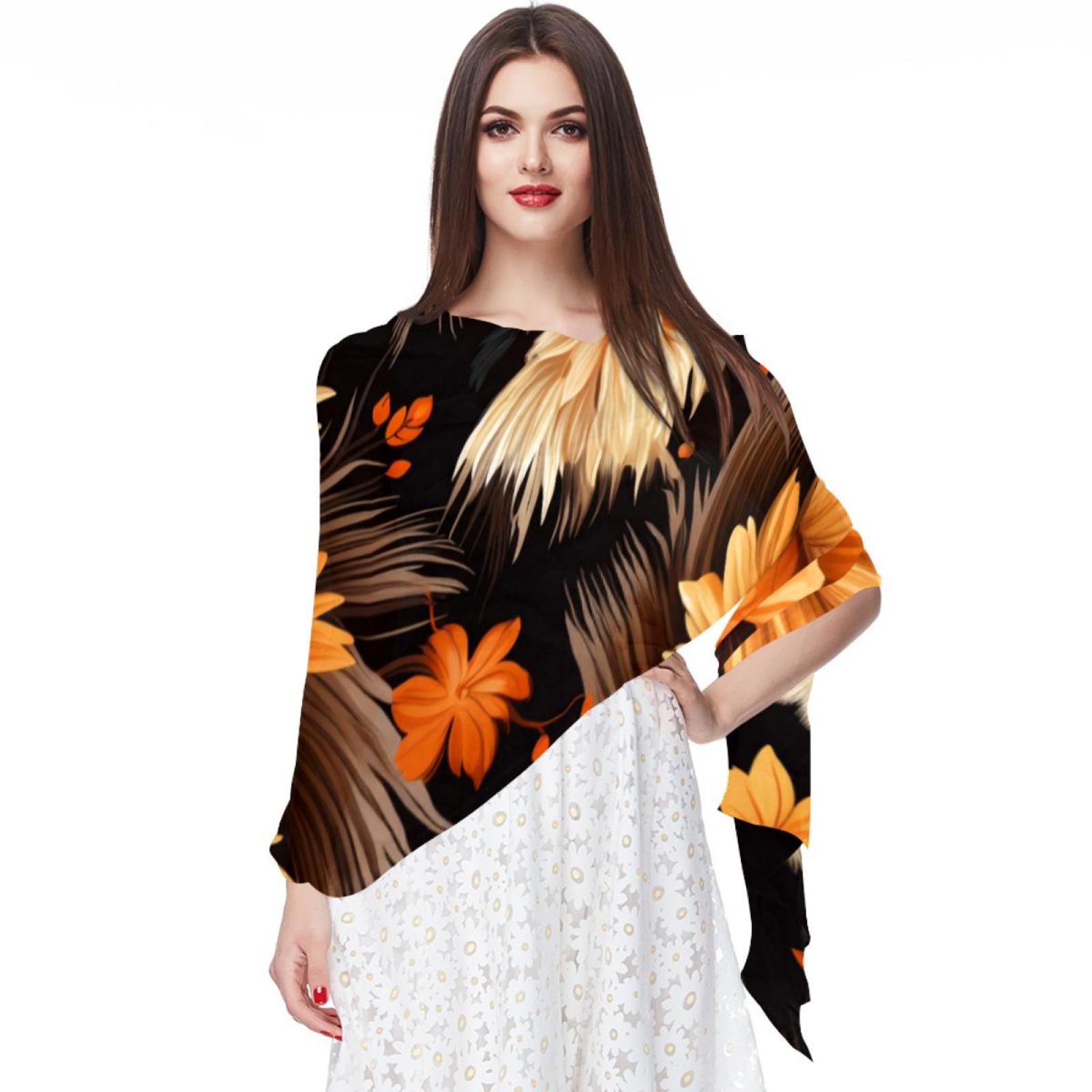 Halloween Broom Translucent Chiffon Yarn Silk Scarf - Light Breathable ...