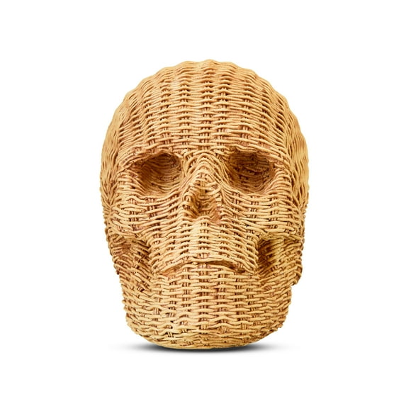 Halloween Brown Faux Rattan Resin Skull Tabletop Decor, 5.5 in, by Way ...
