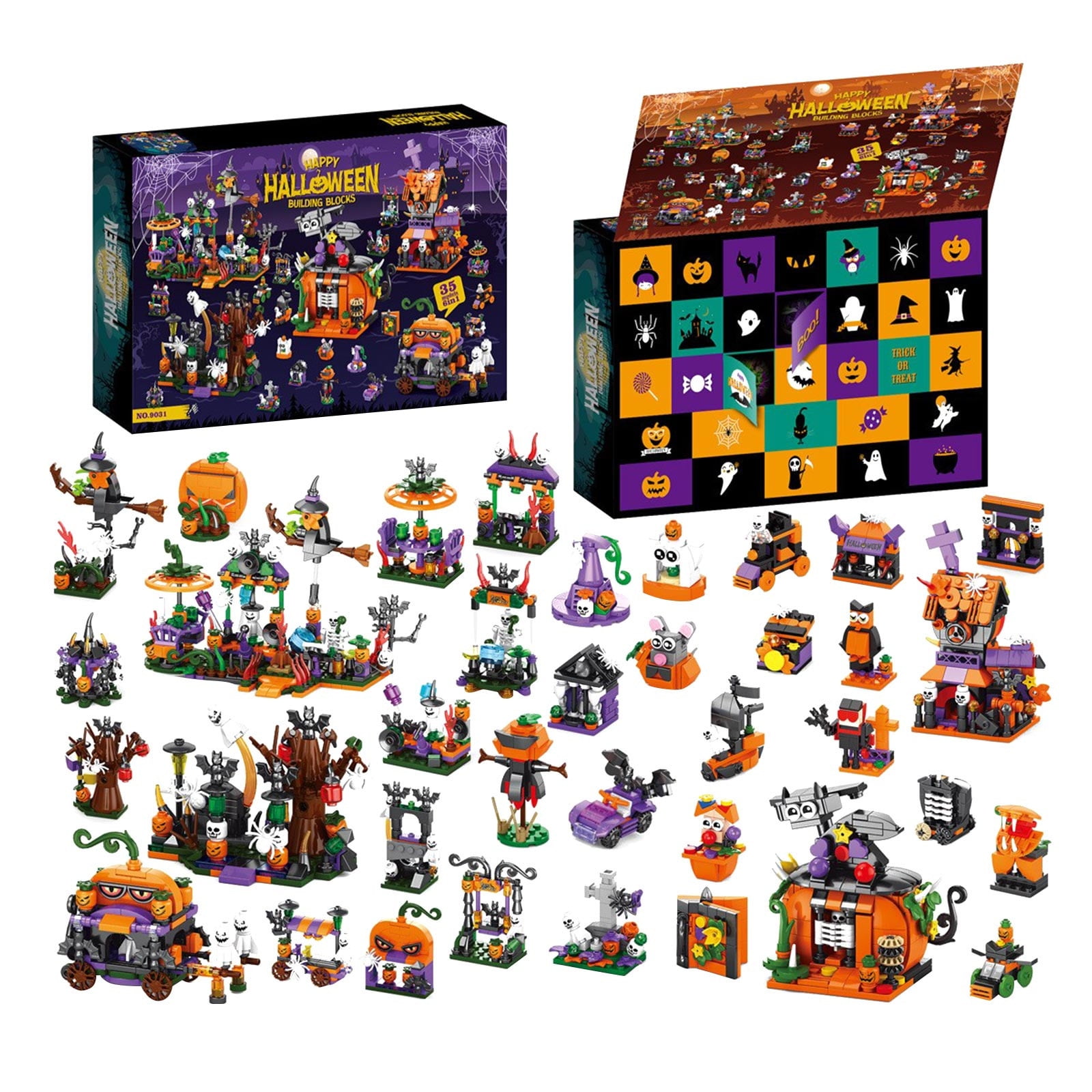 Halloween Building Blocks Set, 31 Days Halloween Advent Calendar Toys ...