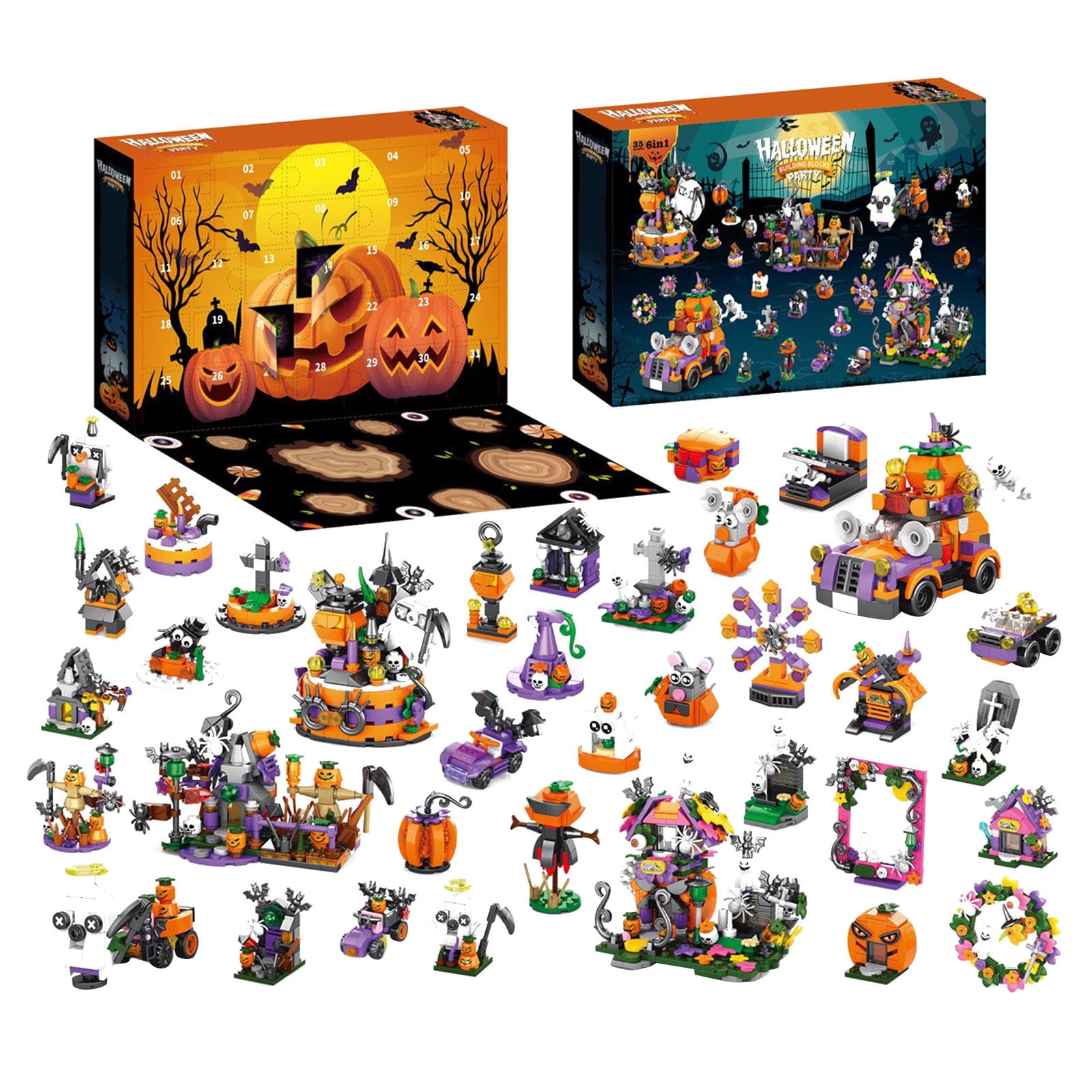 Halloween Building Blocks Set, 31 Days Halloween Advent Calendar Toys ...