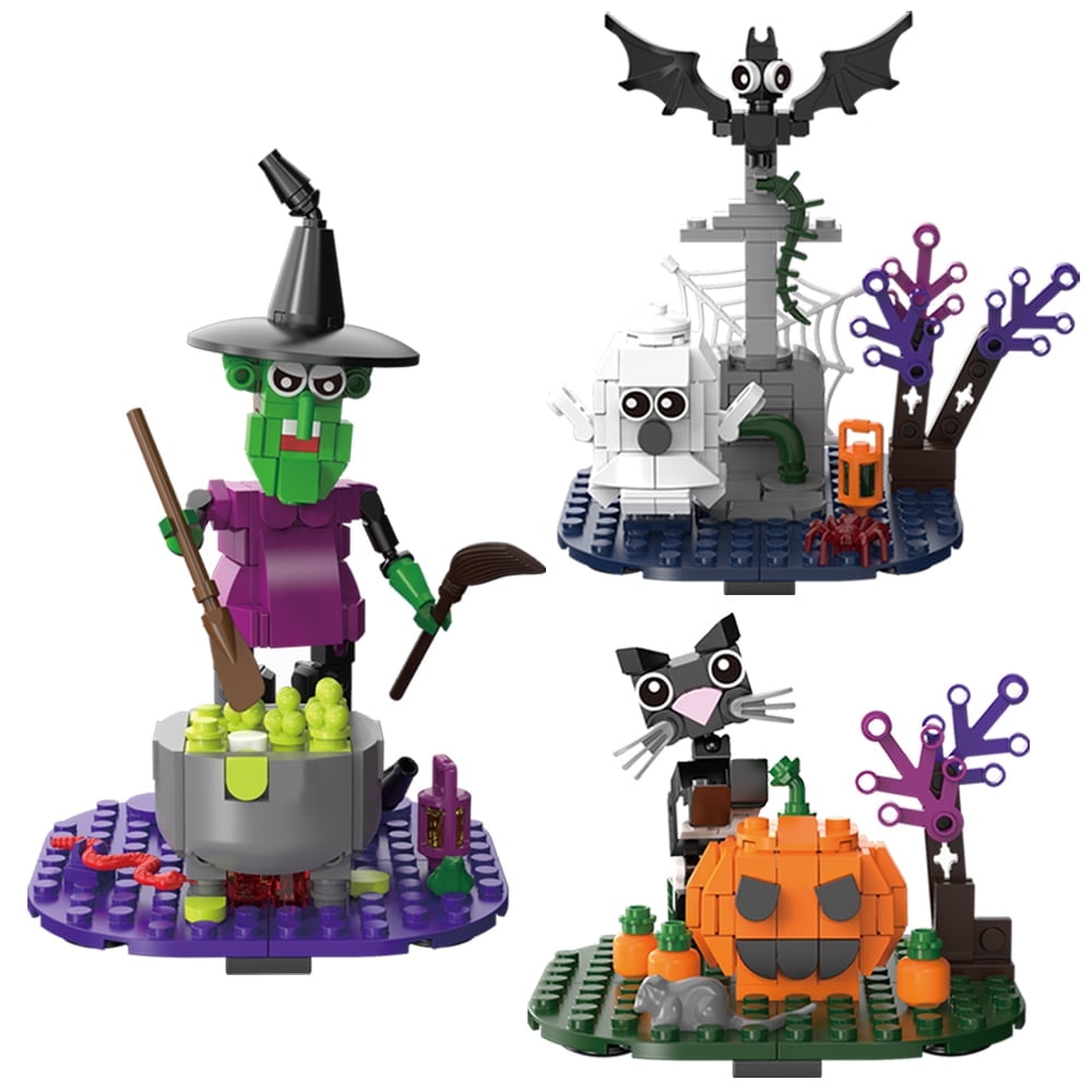Halloween Building Blocks Set, Pumpkin Ghosts Witch Cat Grave Halloween ...