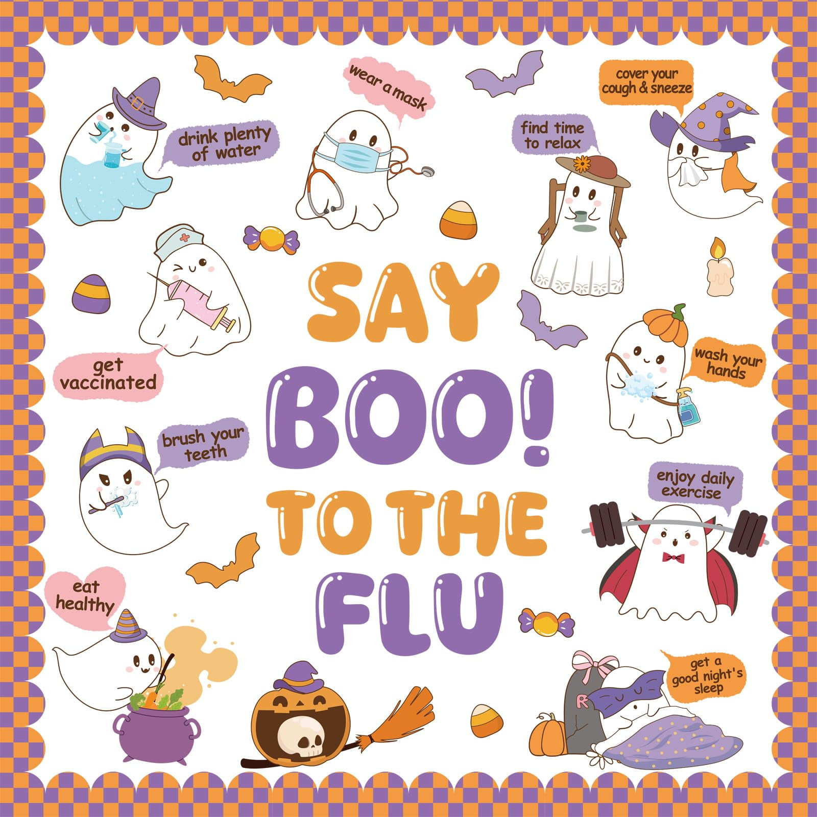 Halloween Bulletin Board Decorations - Cute Ghost School Nurse ...