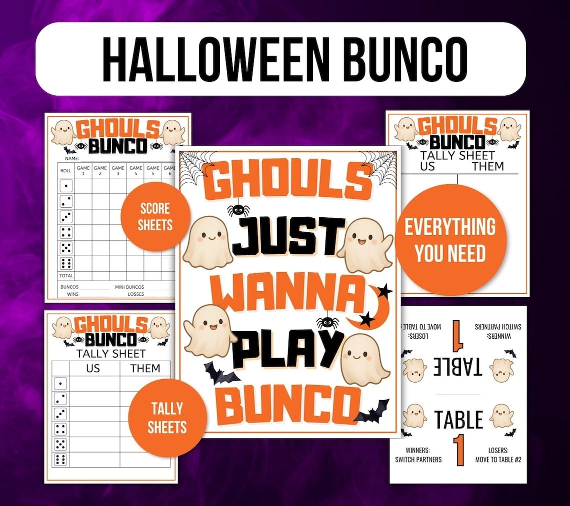 Halloween Bunco Score Sheets, Spooky Tally Cards and Rules, Printable ...