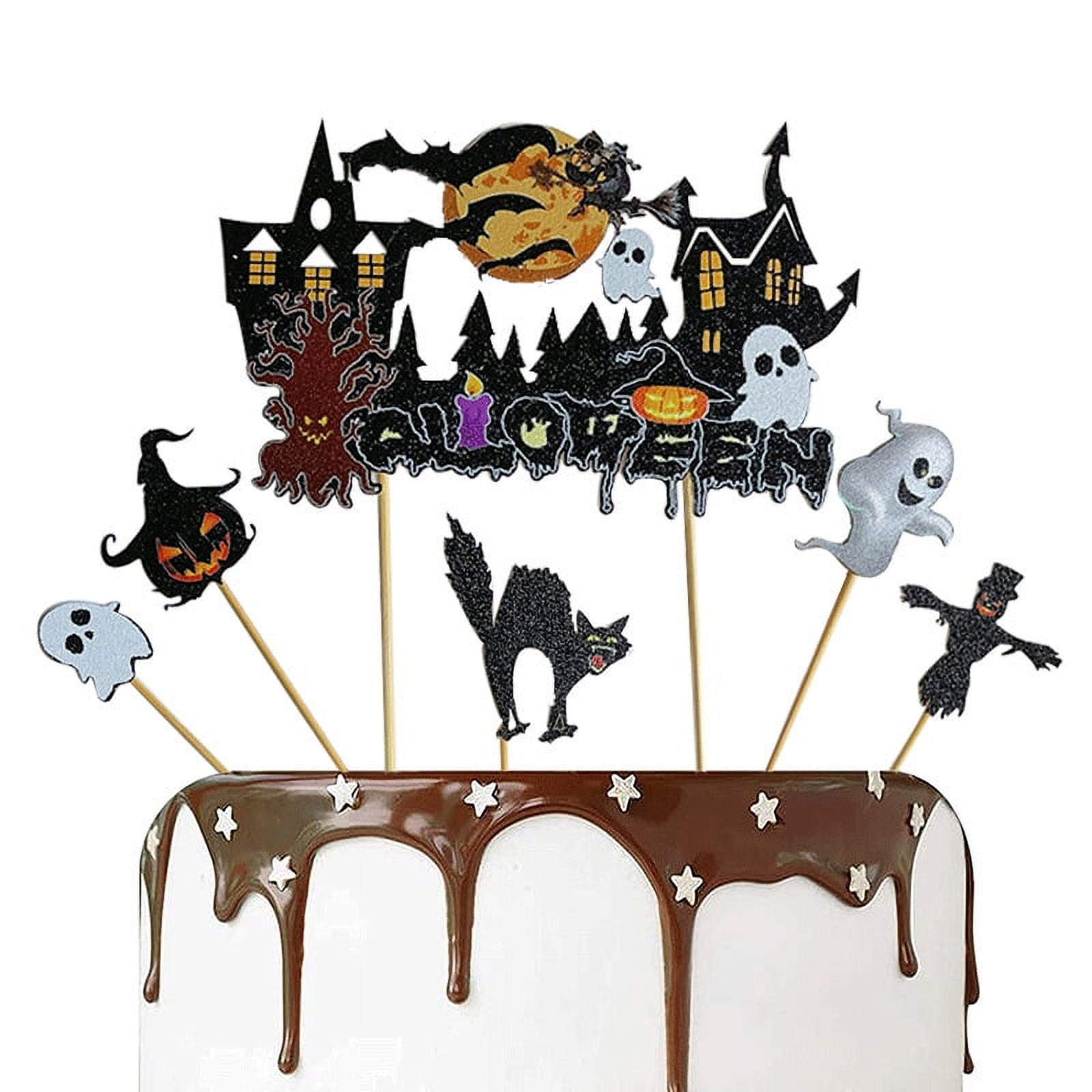 Halloween Cake Decoration Withch Ghost Haunted House Cake Topper Witch ...
