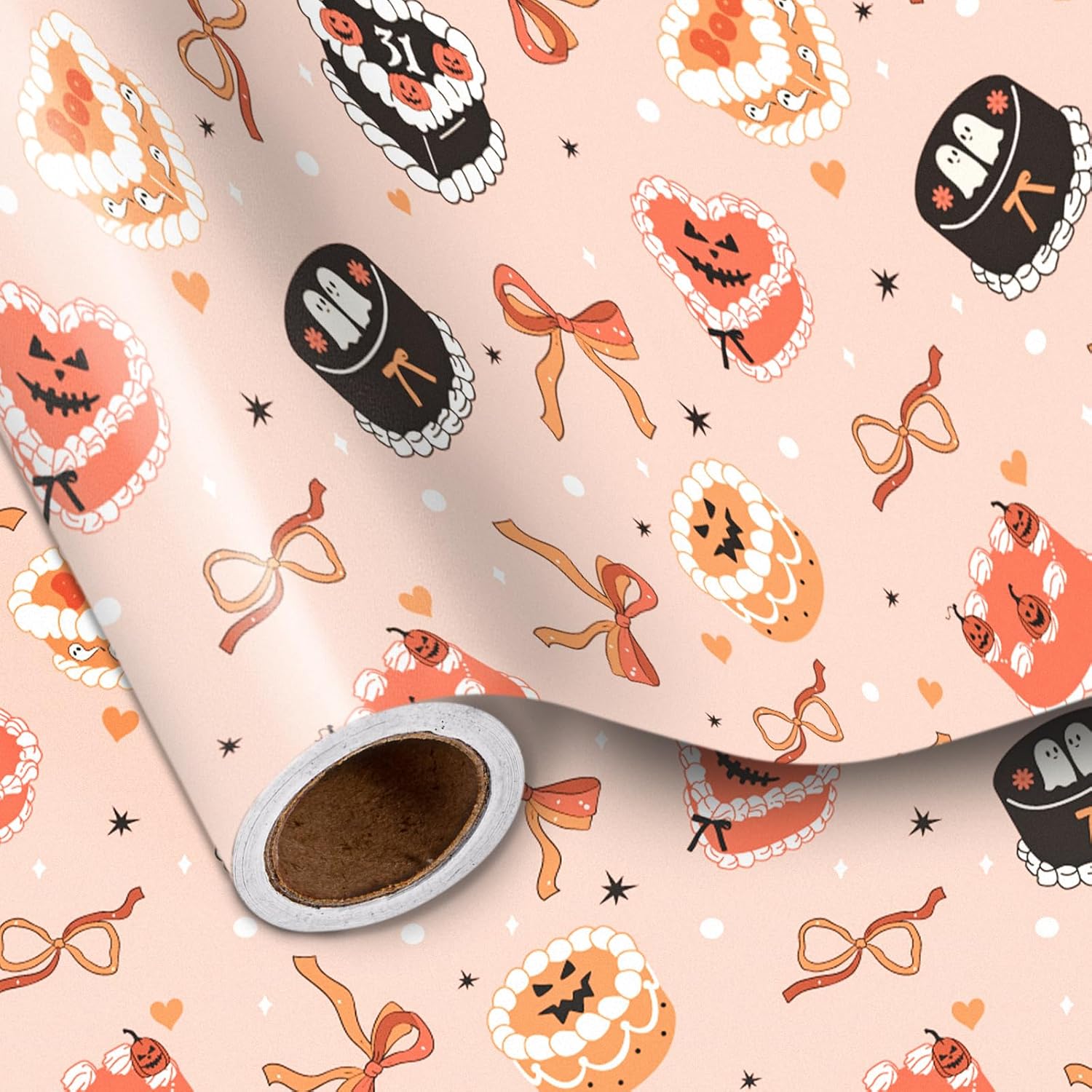 Halloween Cake Wrapping Paper Roll, Cute Halloween Cakes with Ghosts ...