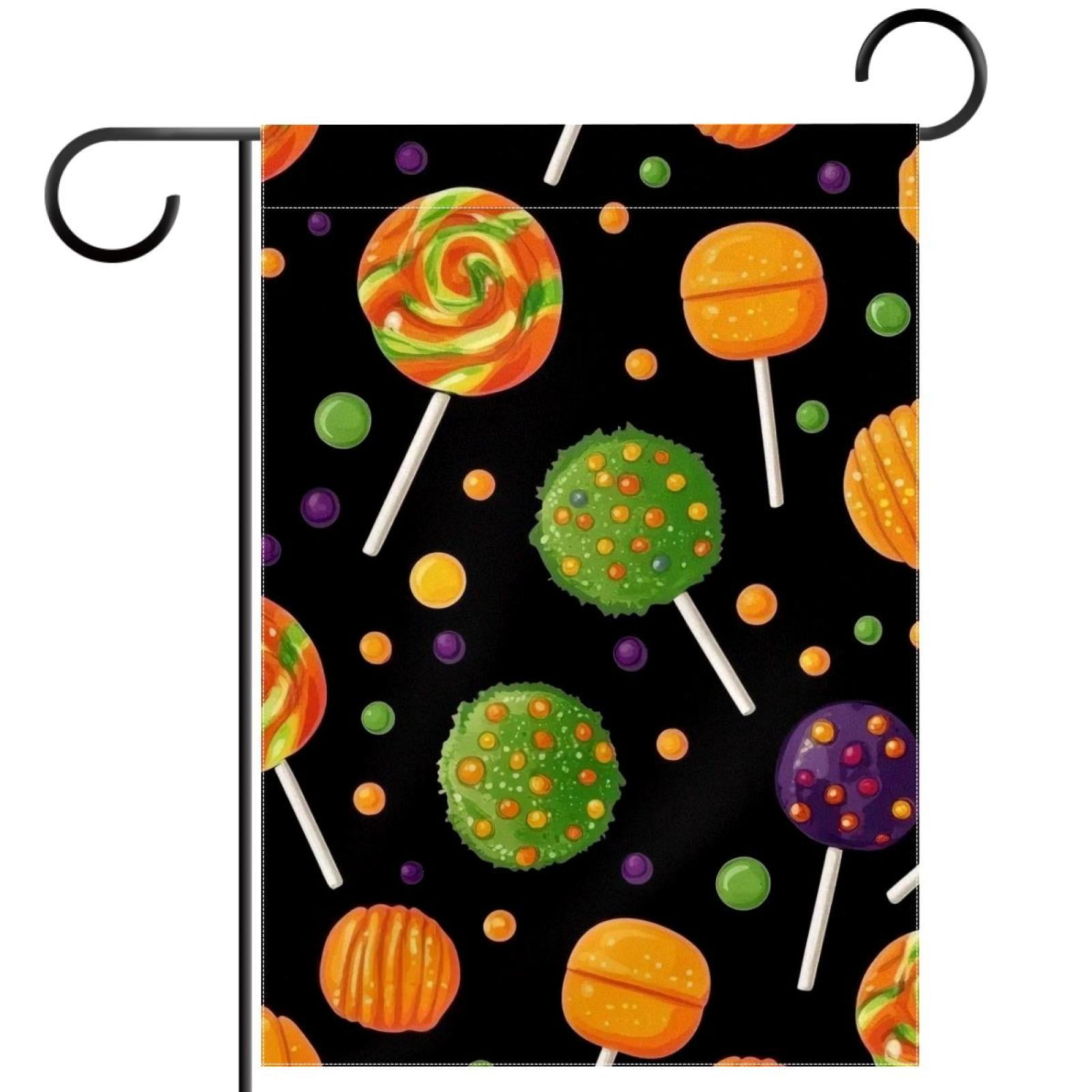 Halloween Candies and Sweets Dots on Black Background Double Sided ...