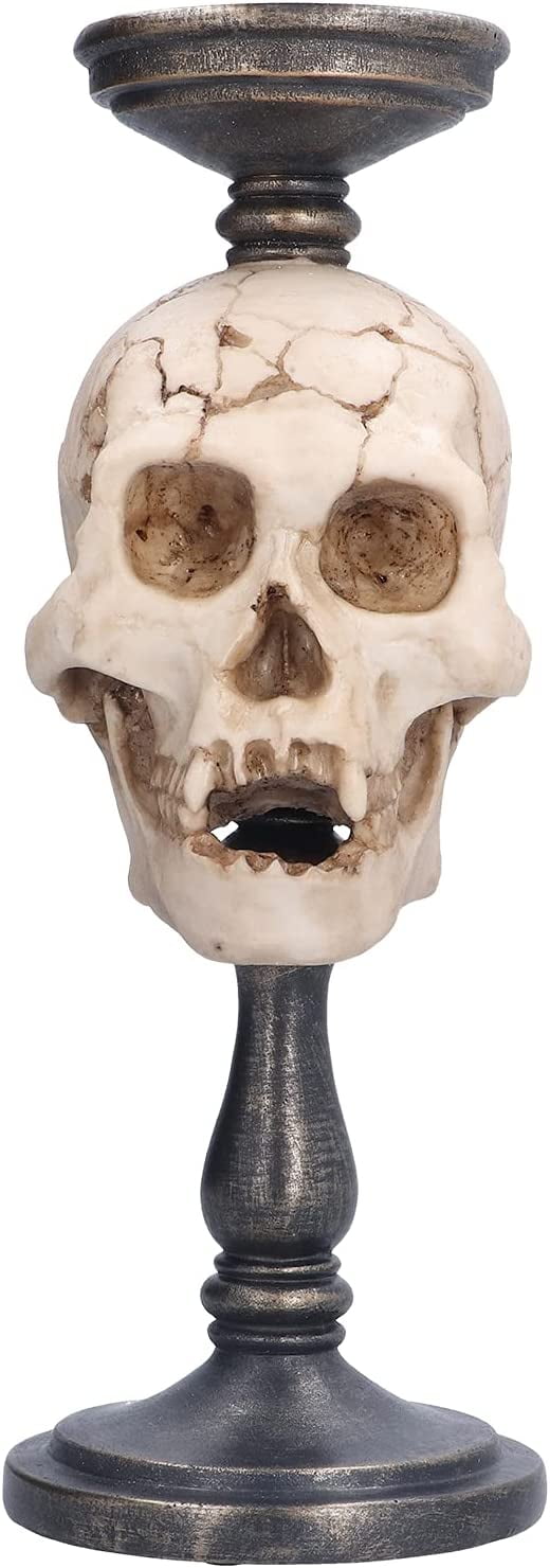 Halloween Candle Holder, Durable Resin Realistic Skull Candle Holder ...
