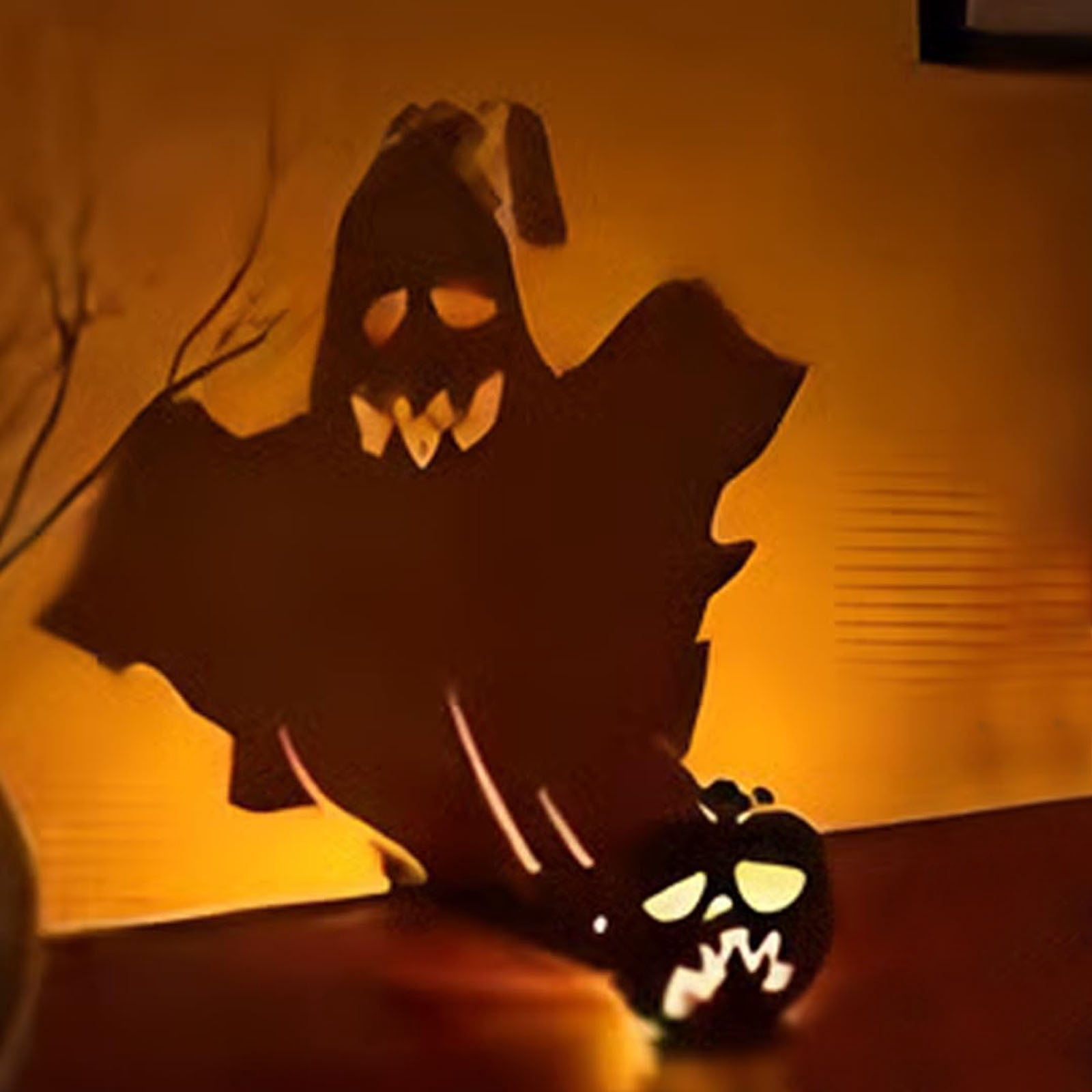 Halloween Candle Holder - Vintage Metal Shadow Projector Creates Spooky ...