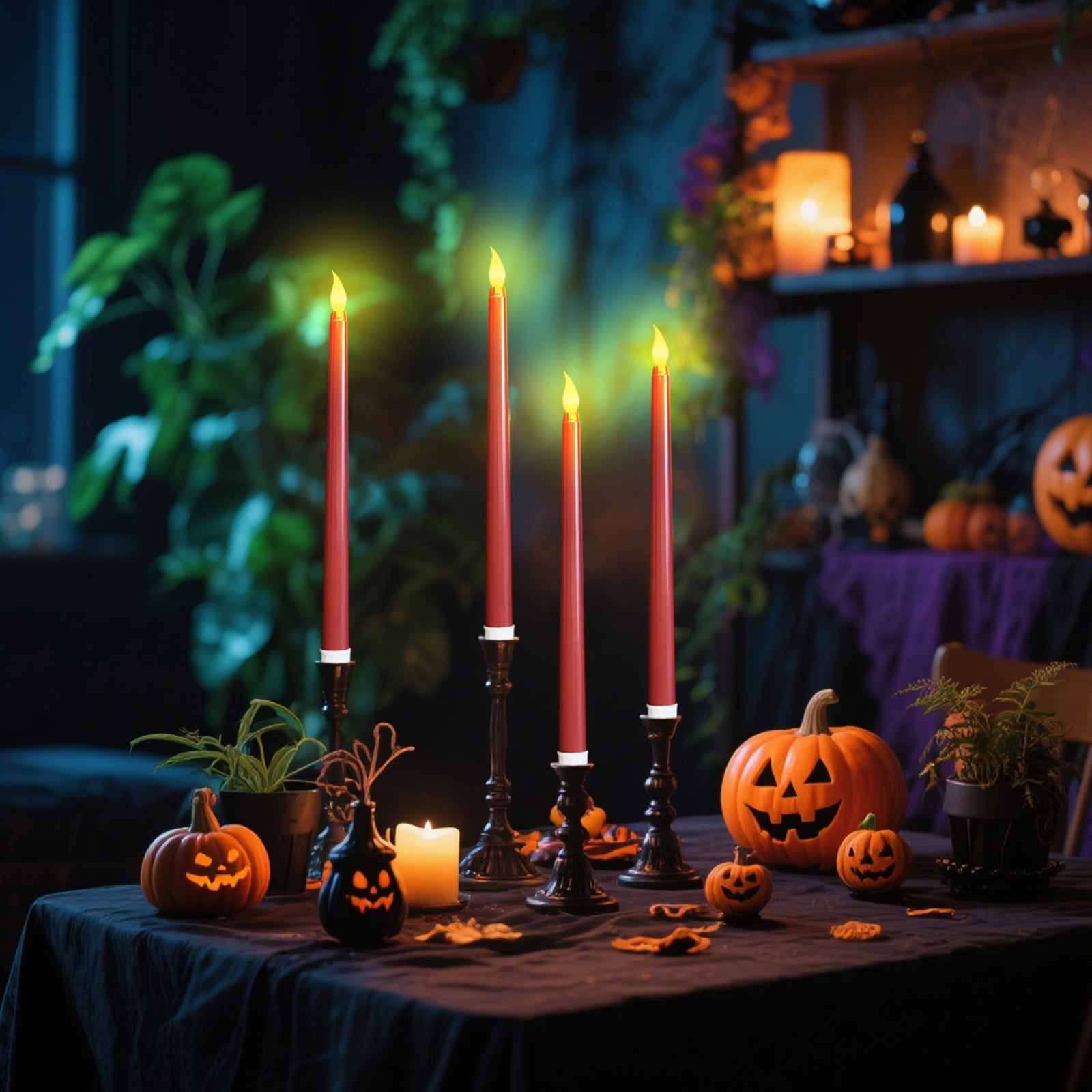 Halloween Candle Lanterns Halloween Tear-Drop Long-Stem Candle Lights ...