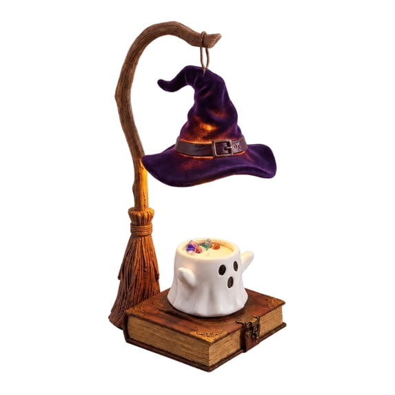 Halloween Candle Warmer Lamp Gift Set – Witch Broom Flameless Wax ...