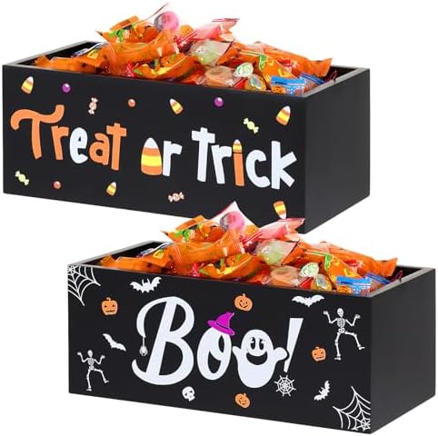 Halloween Candy Bowl Dish Trick or Treat Wooden Candy Dish Holders Corn ...