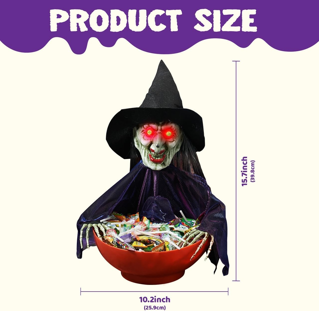 Halloween Candy Bowl Dish Witch Decorations Indoor, Haunted House Home ...