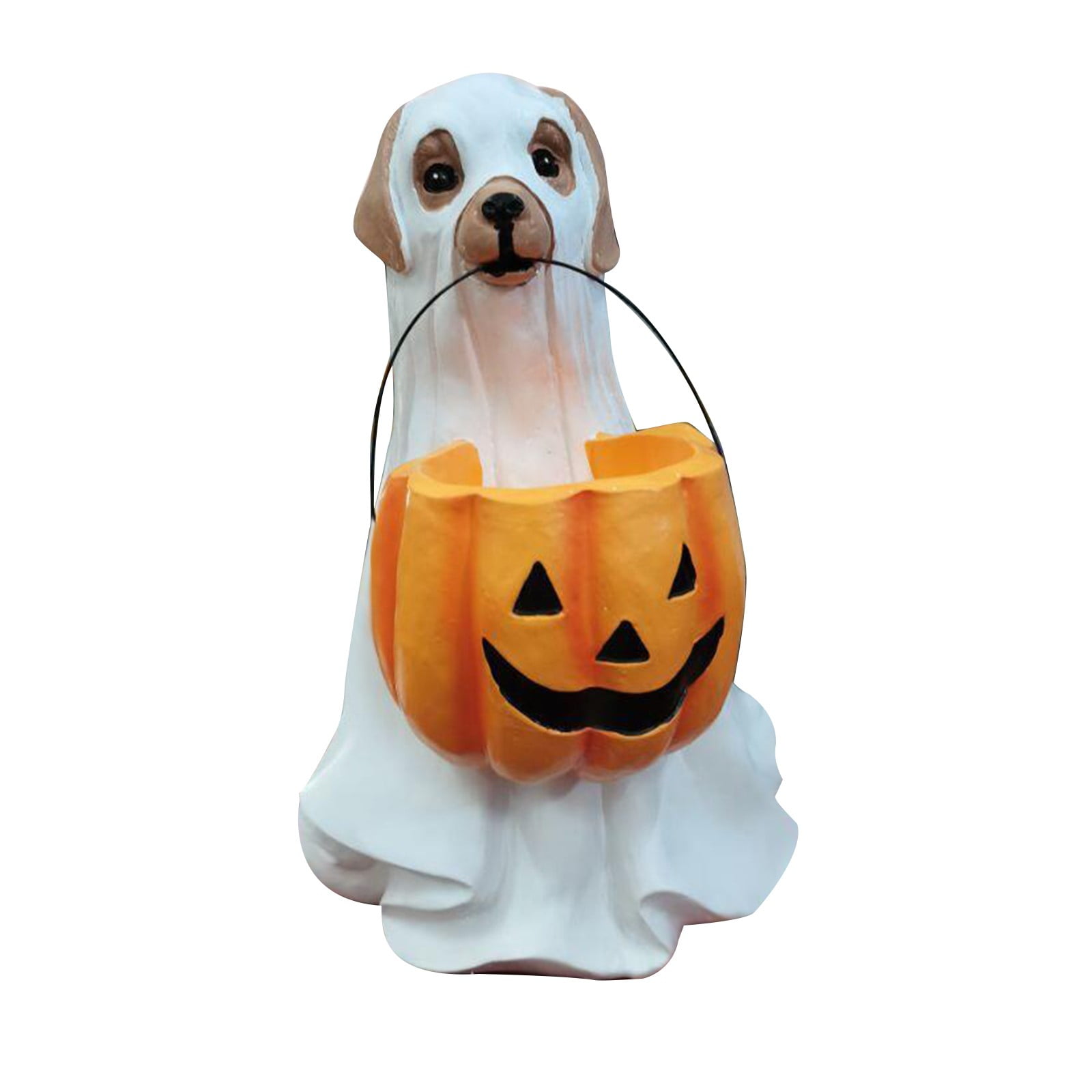 Halloween Candy Bowl, Halloween Ghost Dog Statues with Pumpkin Candy ...