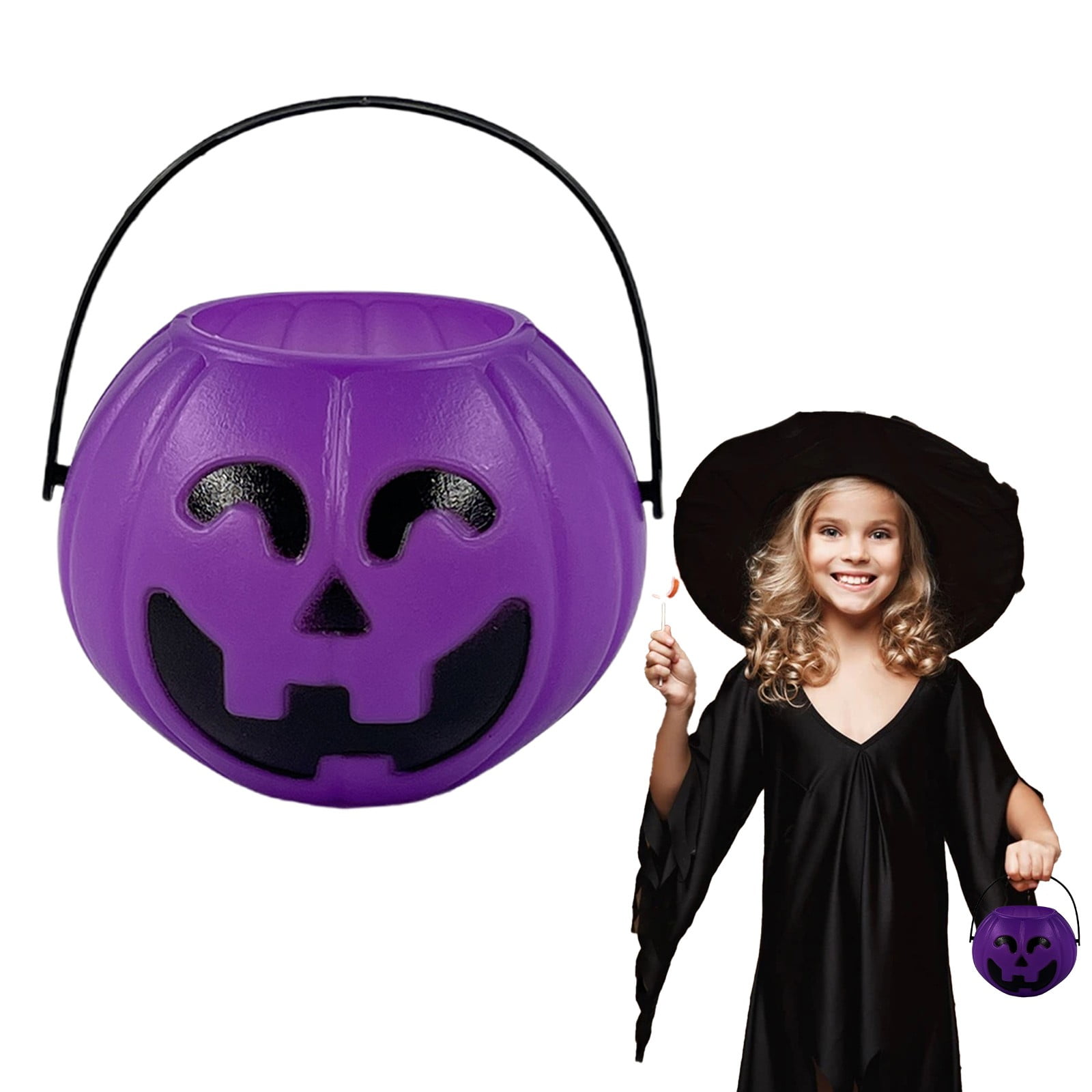 Halloween Candy Bucket, 1Pc Plastic Pumpkin Bucket Trick or Treat ...