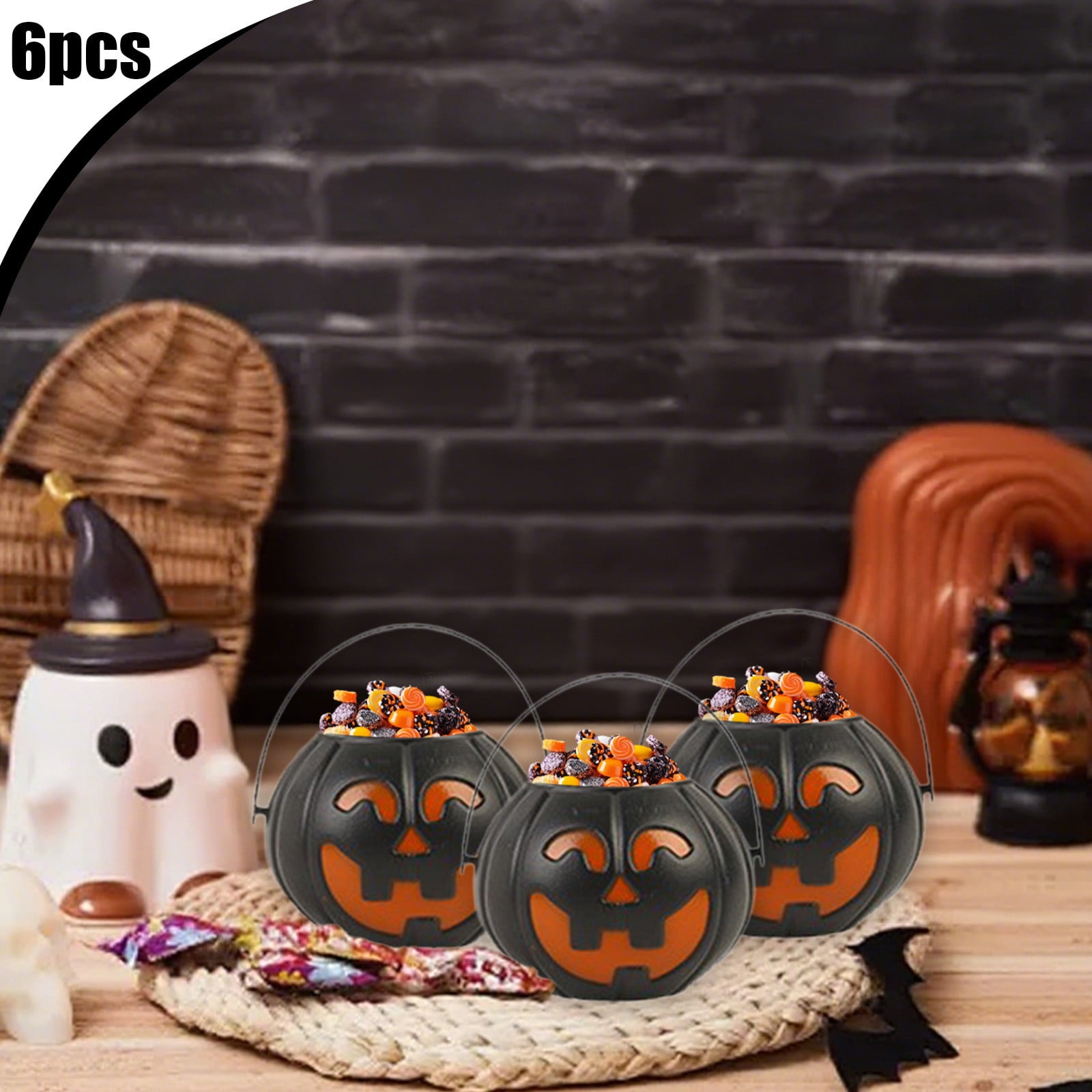Halloween Candy Buckets 6pcs, Pumpkin Candy Holders Small Treat ...