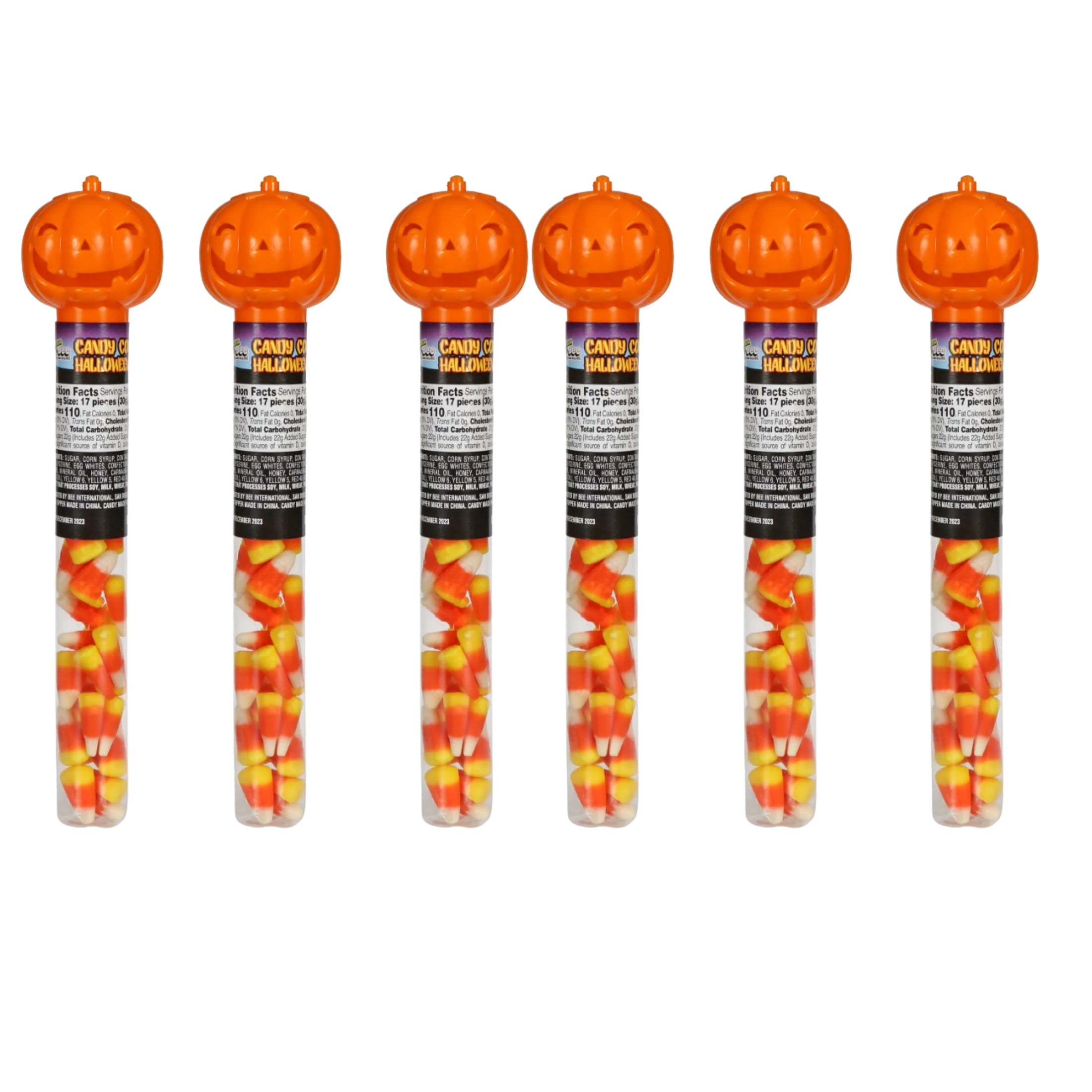 Halloween Candy Corn Candy Tubes Pumpkin Toppers, 1.4oz Jack O Lantern ...