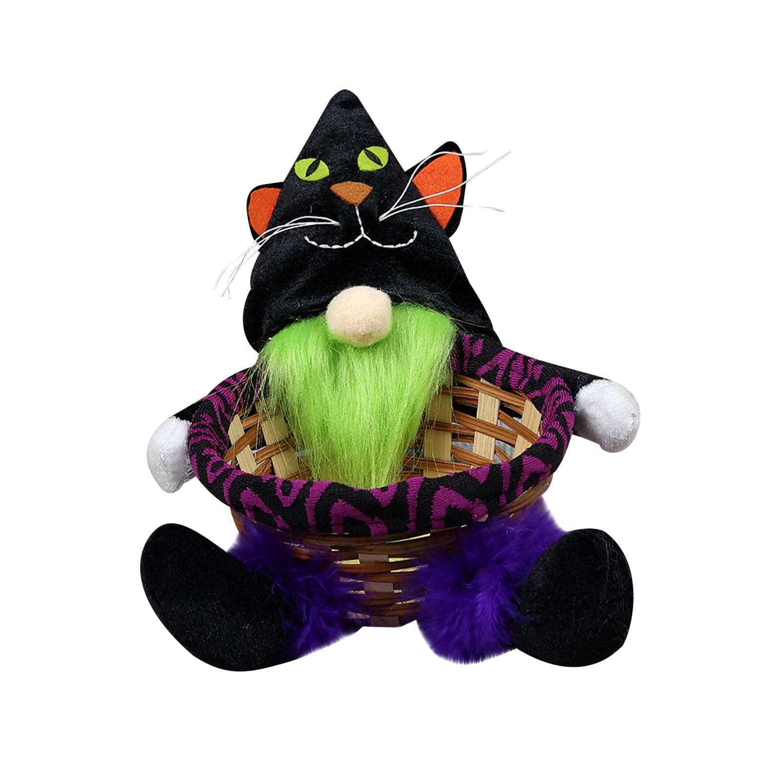 Halloween Candy Dish, Leprechaun Hat Plush Gnome Candy Bowl Pumpkin ...