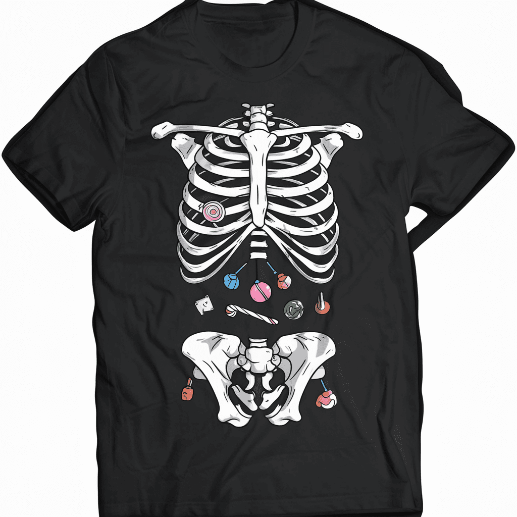 Halloween Candy Skeleton Rib Cage X-Ray Costume T-Shirt - Walmart.com