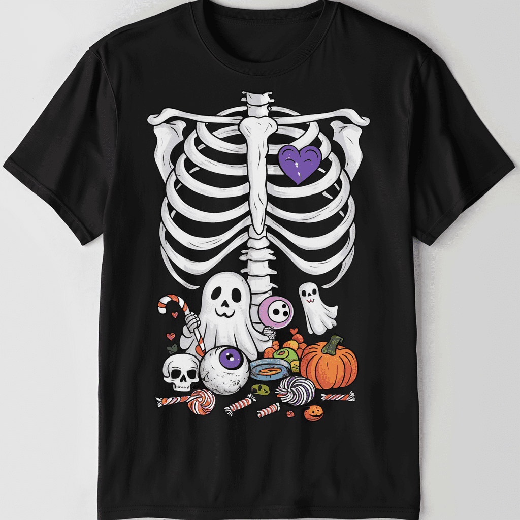Halloween Candy Skeleton Rib Cage X-Ray Funny T-Shir - Walmart.com