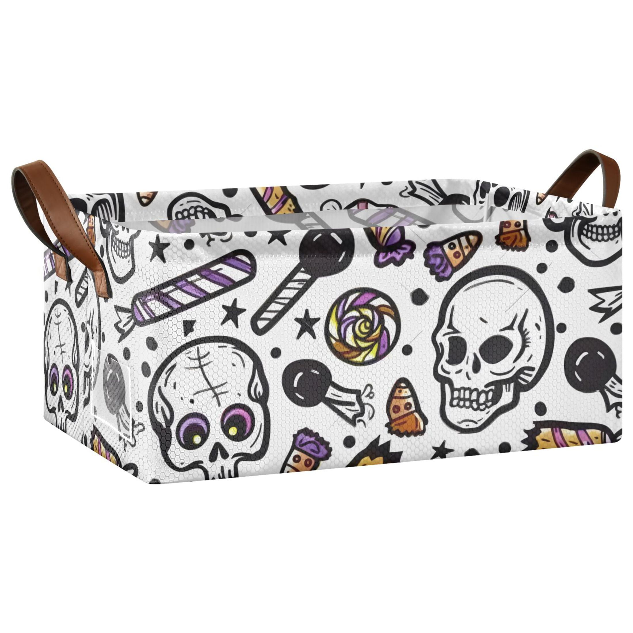 Halloween Candy Skull Star Collapsible Storage Bins Fabric Shelf ...