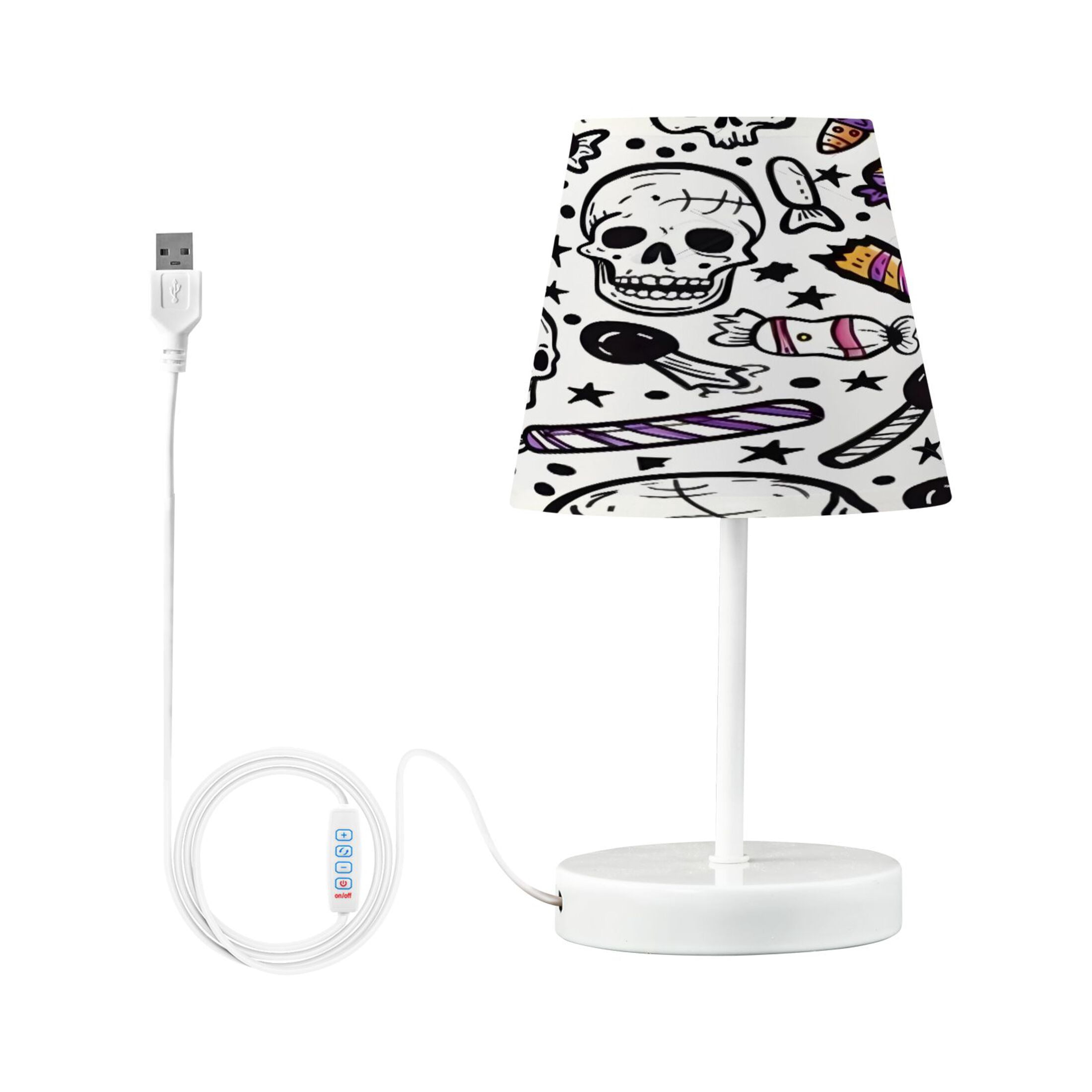 Halloween Candy Skull Star Desk Lamp LED Table Nightstand Lamps with 3 ...