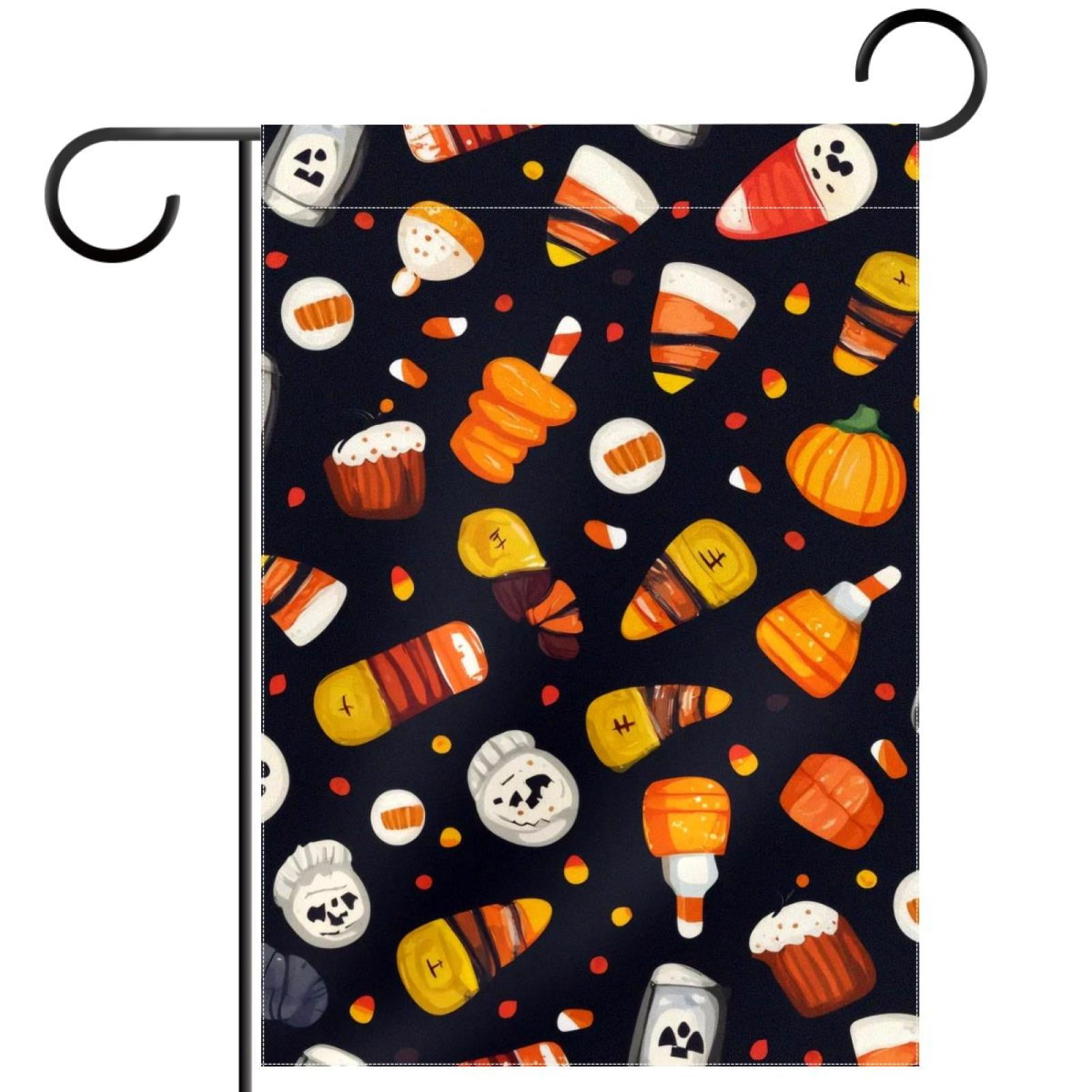 Halloween Candy Sweets Black Background Welcome Garden Flags, 12 x 18 ...