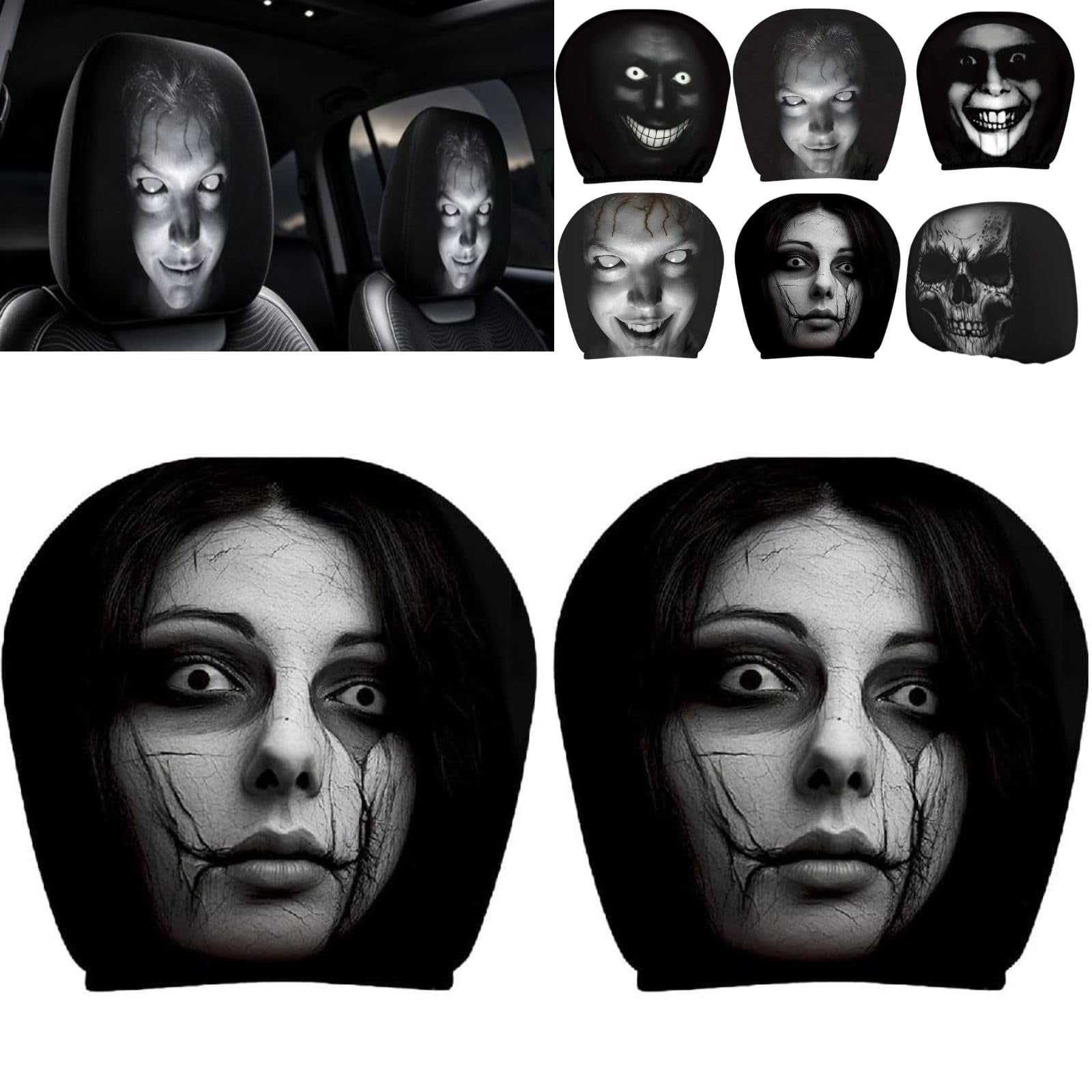 Halloween Car Headrest Covers 2 Pack, Stretchy Seat Headrest Protector ...